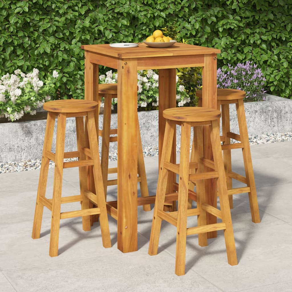 Ensemble de bar de jardin 5 pcs bois d'acacia solide | Leroy Merlin