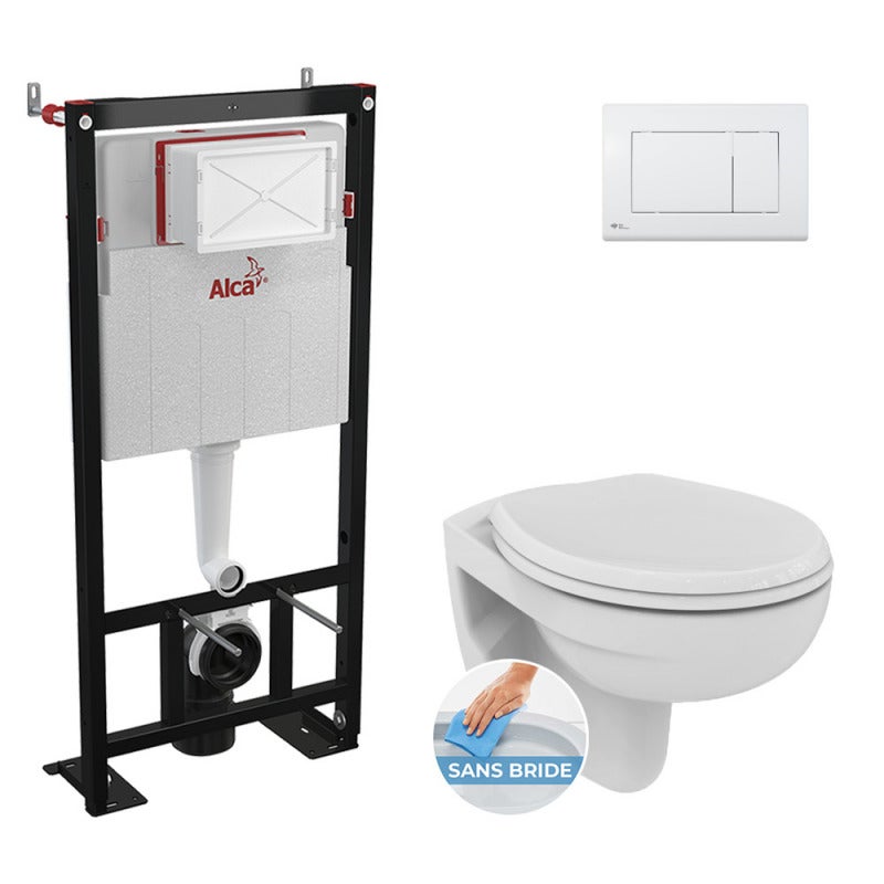 Alca Pack WC Telaio autoportante + WC Porcher senza flangia + sedile ...