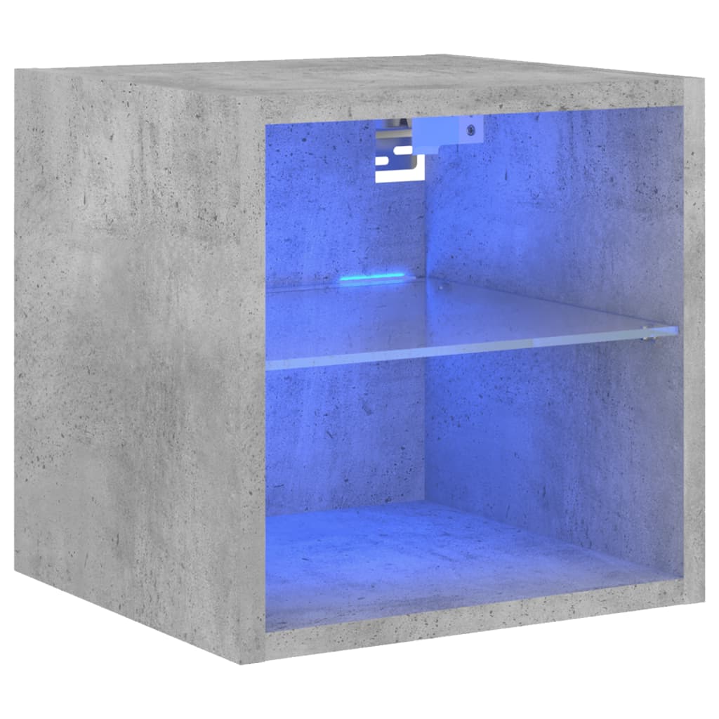 Mueble de TV de pared con iluminación LED, gris hormigón, 30x28,5x30 cm ...