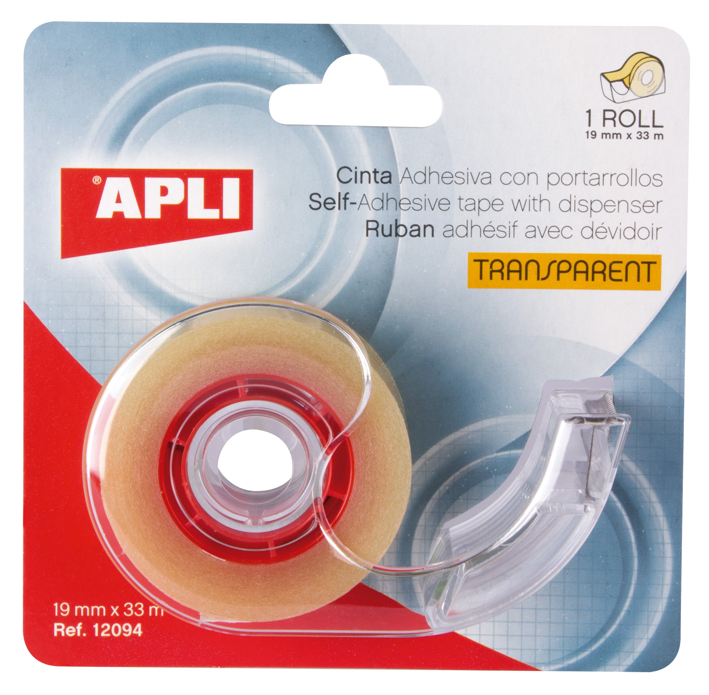 Porta Cinta Home con Cinta Adhesiva Transparente - 19mm x 33m - Apli ...