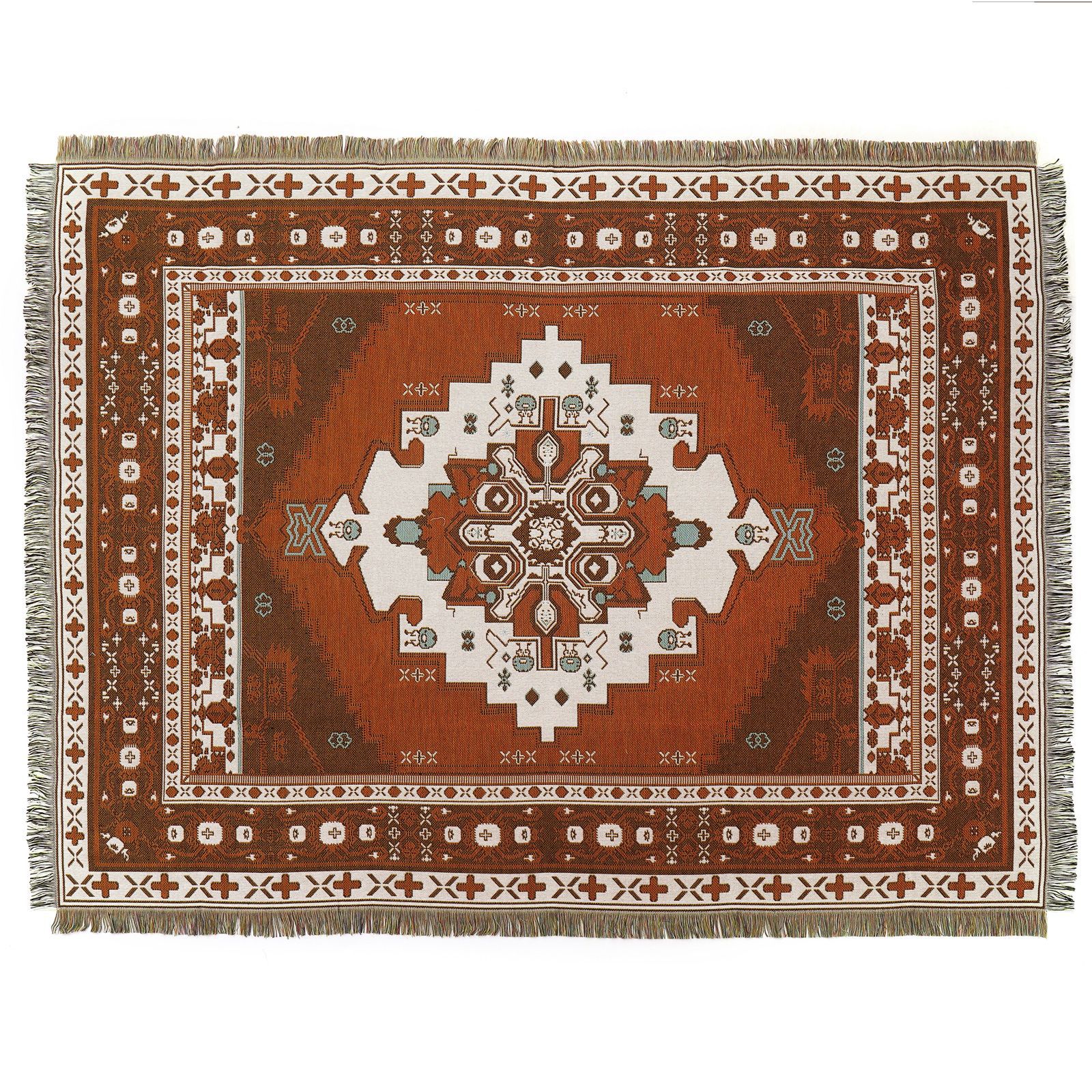 1 Pièce 160x130cm Couverture Plaid Brun Tricotée Décorée avec des ...
