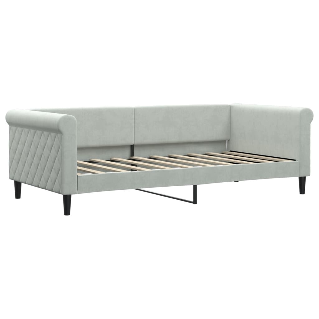 Lit simple | Lit adulte | Lit de repos sans matelas gris clair 90x190 ...