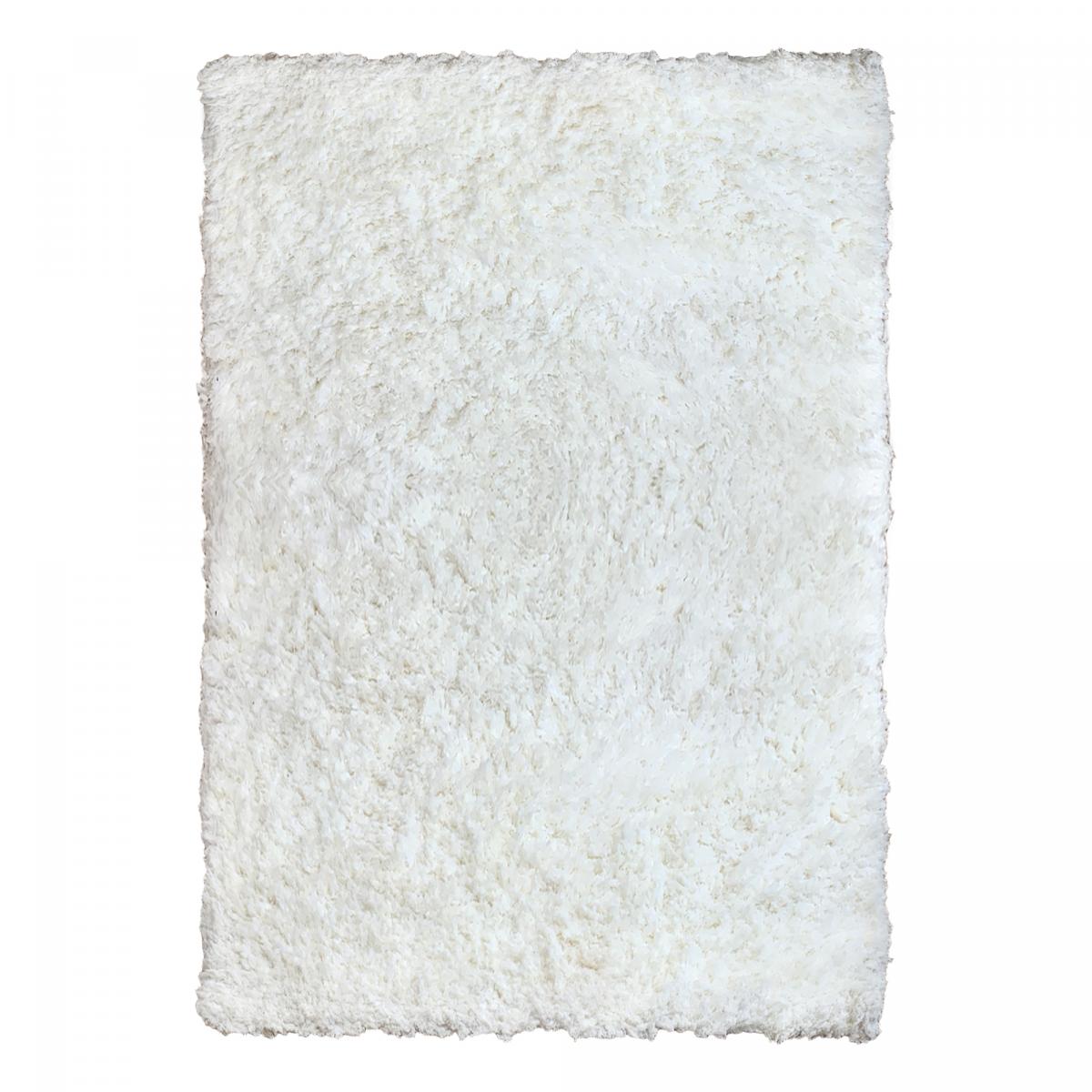 Tapis longs poils shaggy 120x170 rectangle fait à la main crème motif uni | Leroy Merlin