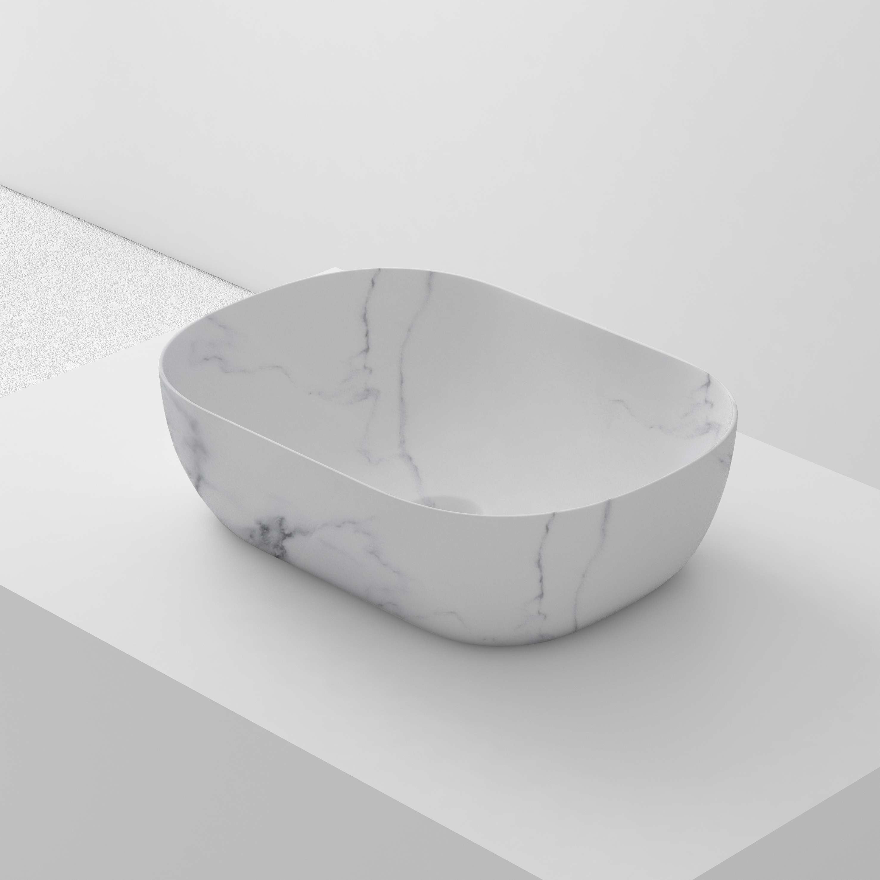 Lavabo de sobreponer MINI OVALO cerámica 46,5x13x33,5 cm calacatta ...