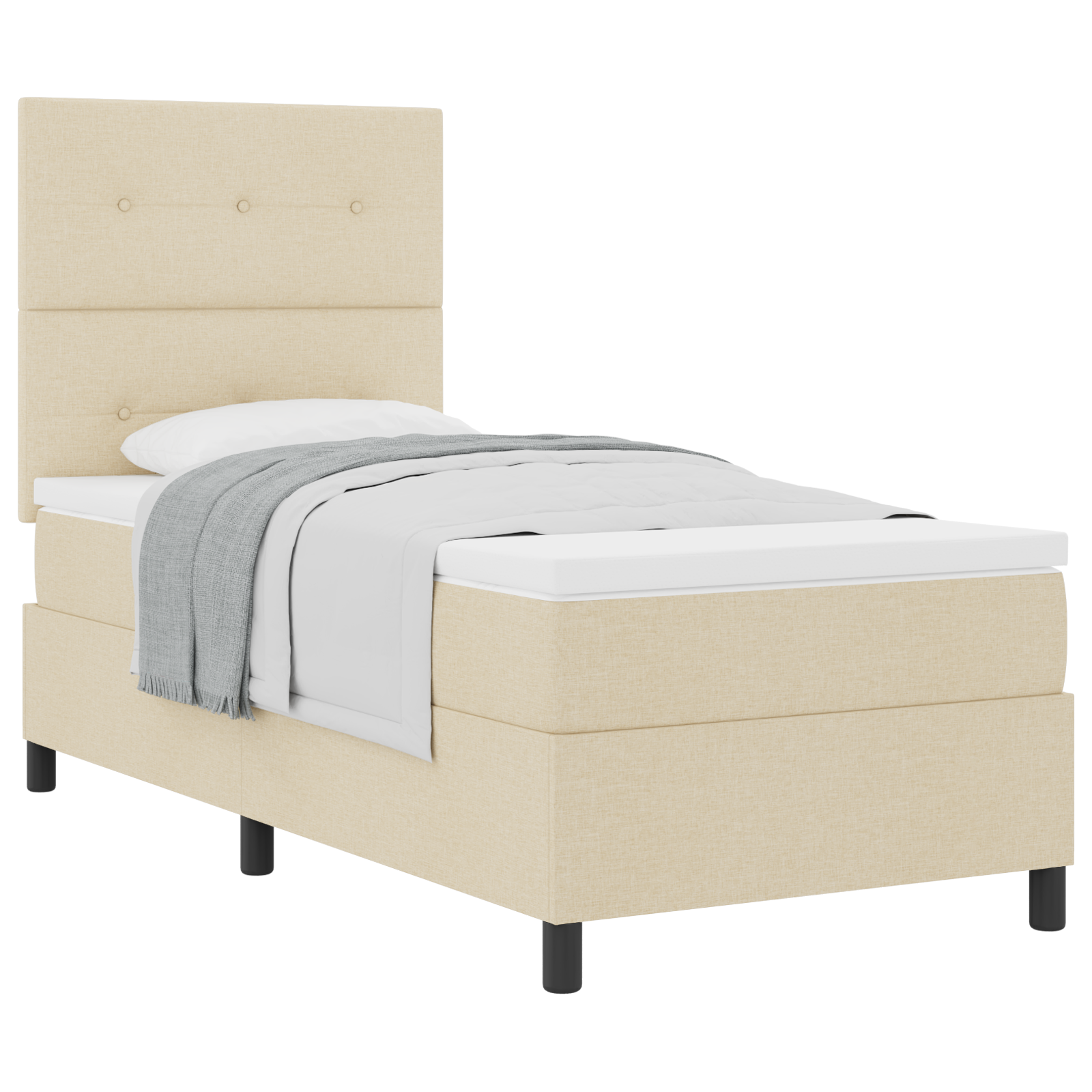 Lit simple | Lit adulte | Lit Box Spring avec Matelas Crème 90x200 cm ...