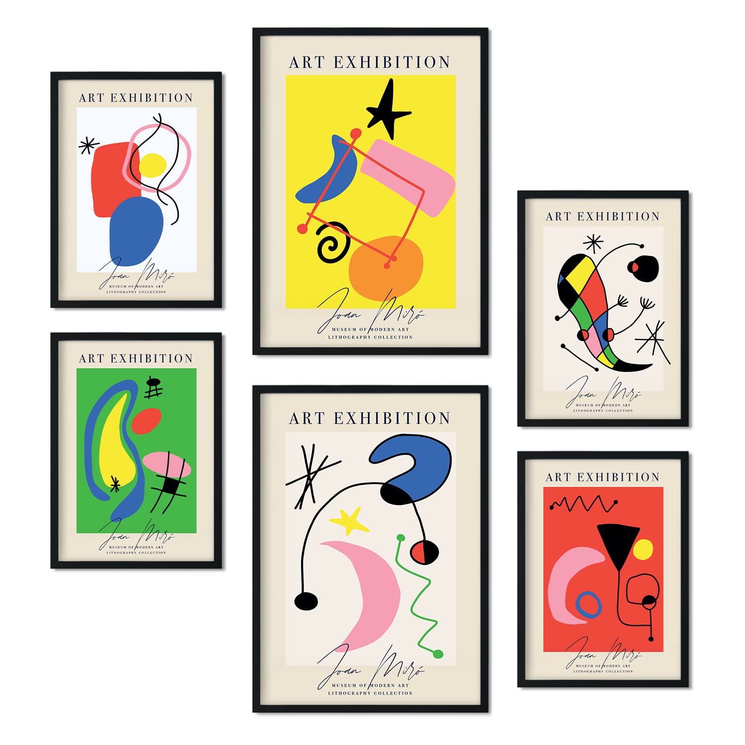 Set De 6 Posters De Arte Miró Colección De Láminas Con Estética Collage ...