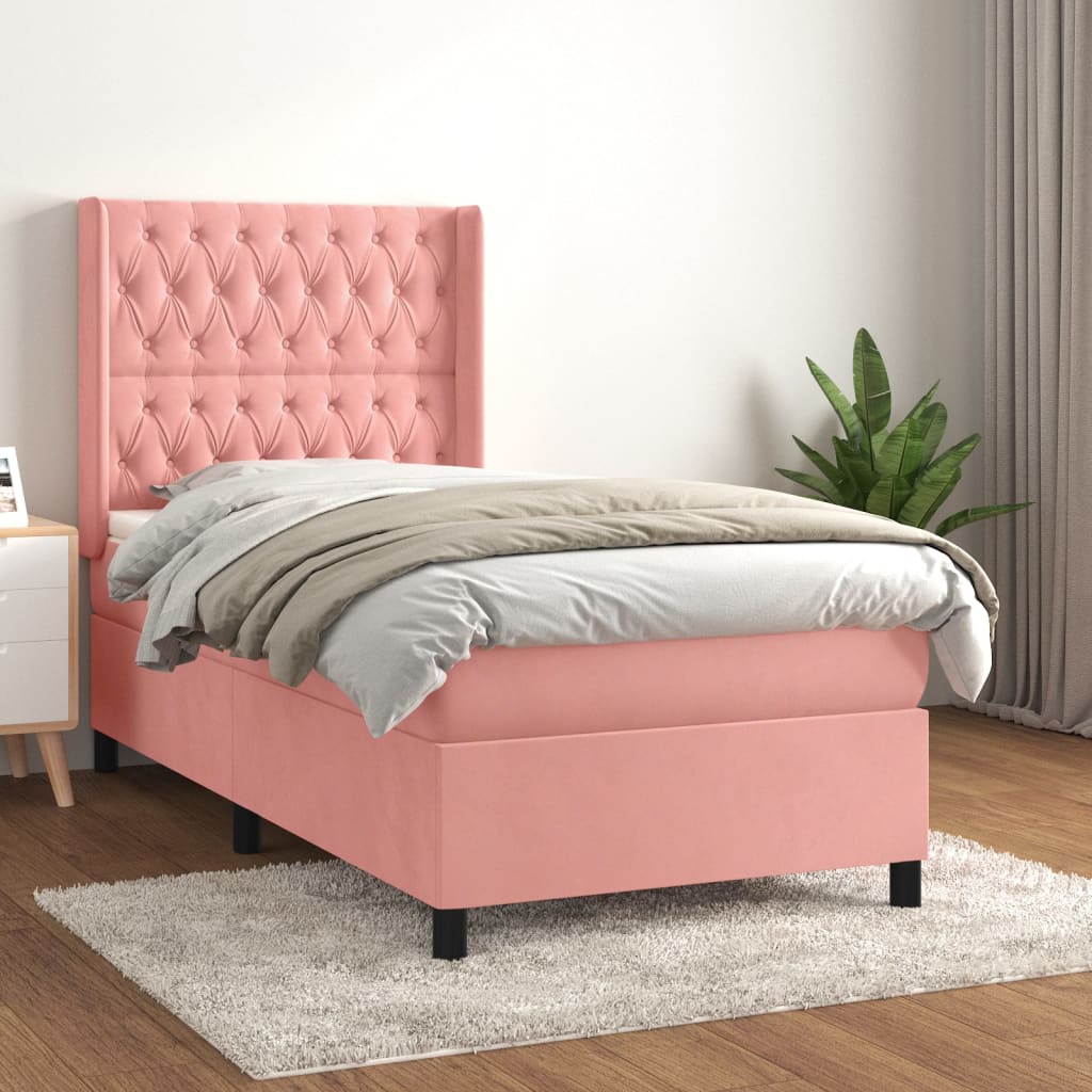 Sommier à lattes de lit avec matelas Rose 90x190 cm Velours vidaXL ...