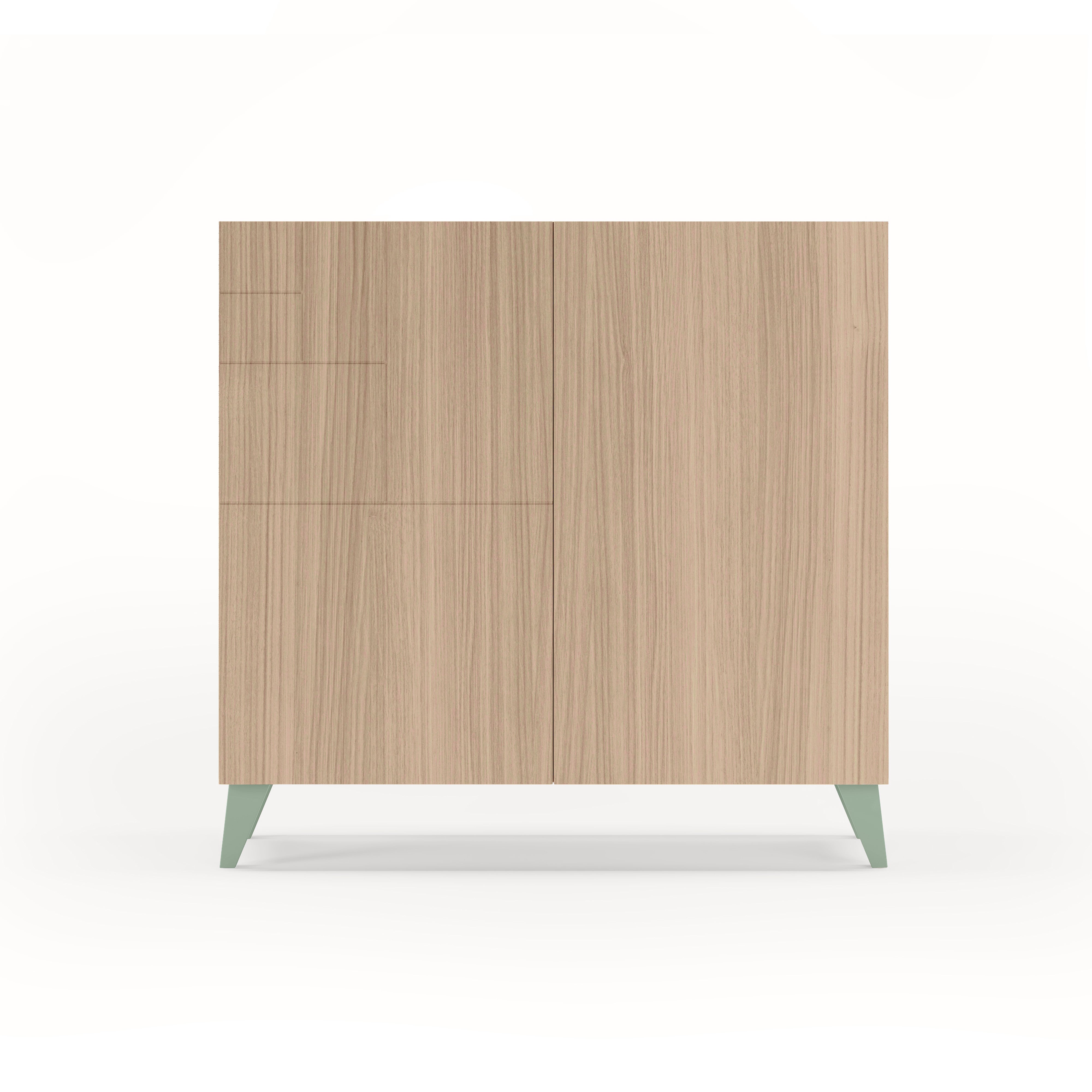 Mueble zapatero en melamina y patas haya, modelo Bergen, color nogal ...