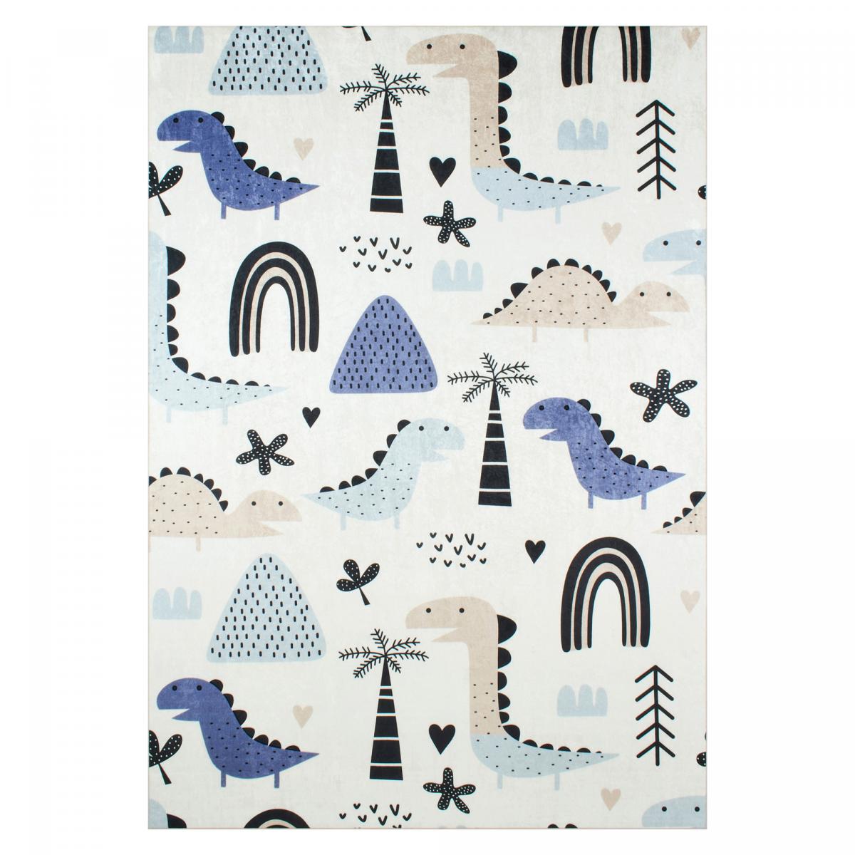 Alfombra infantil 80x150 rectangular tejida estampado animal azul y ...