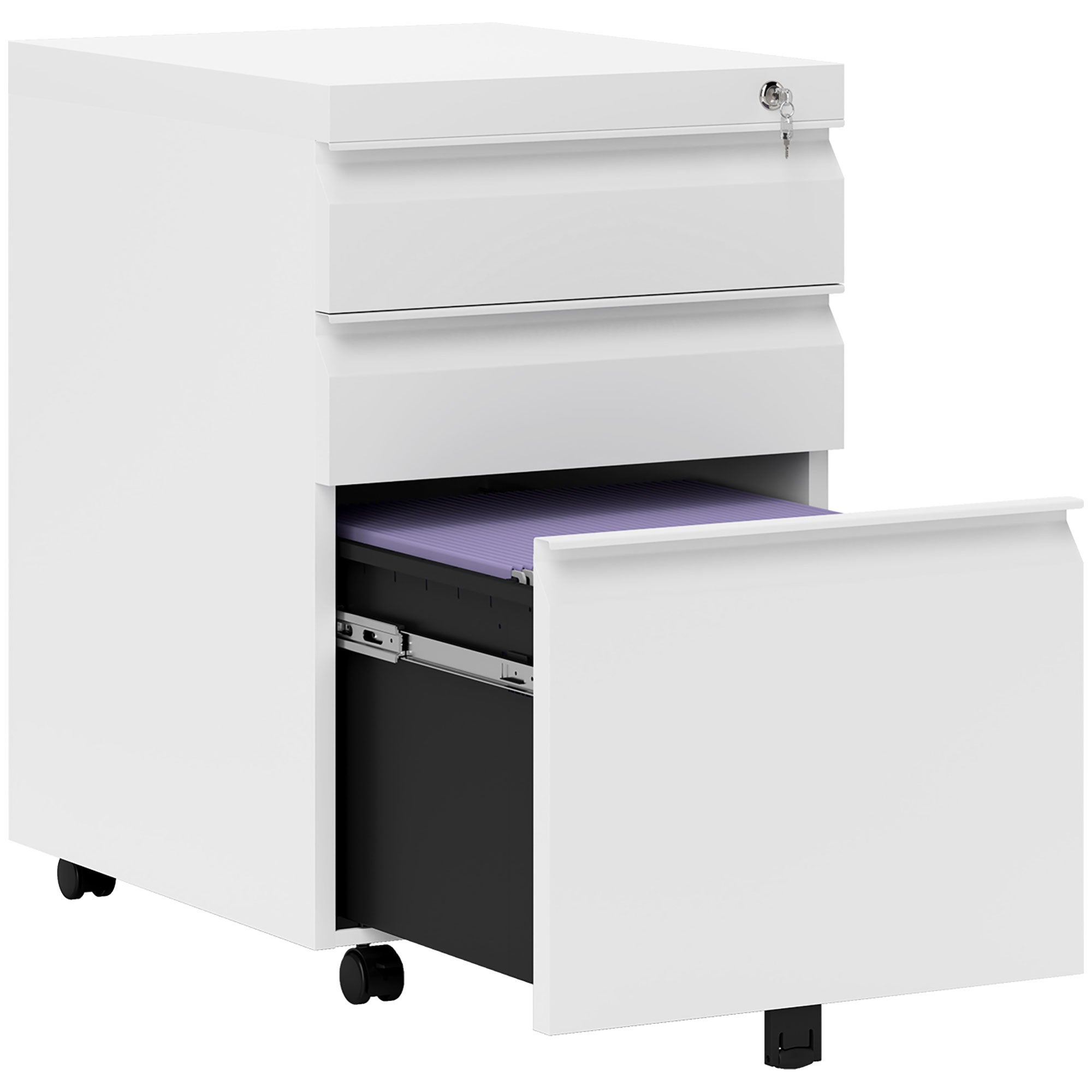Vinsetto Office Chest of Drawers Steel White 39x48x60 cm 924-024WT ...