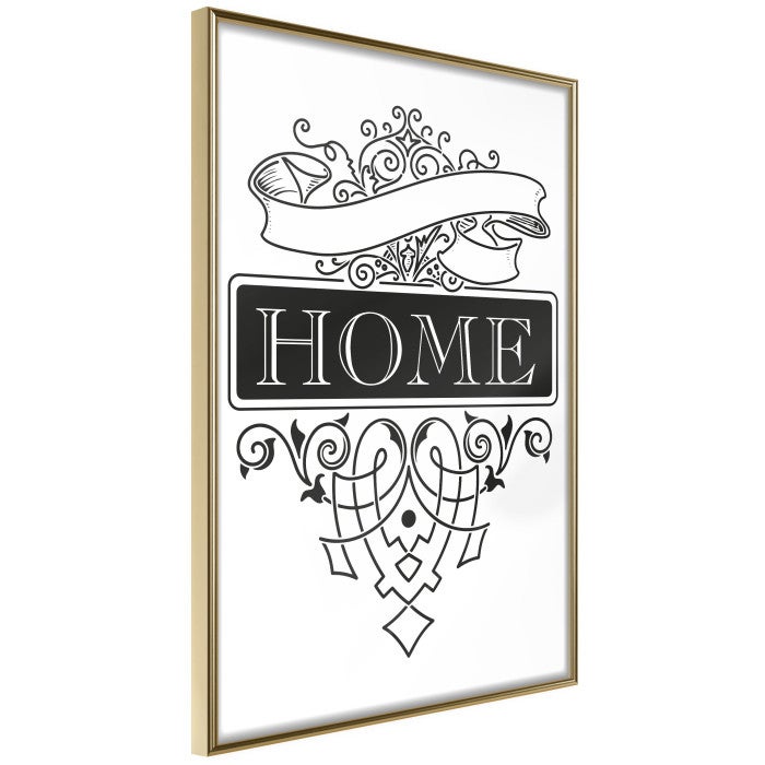 Affiche Murale Encadrée "Home III" 30 x 42 cm Or | Leroy Merlin