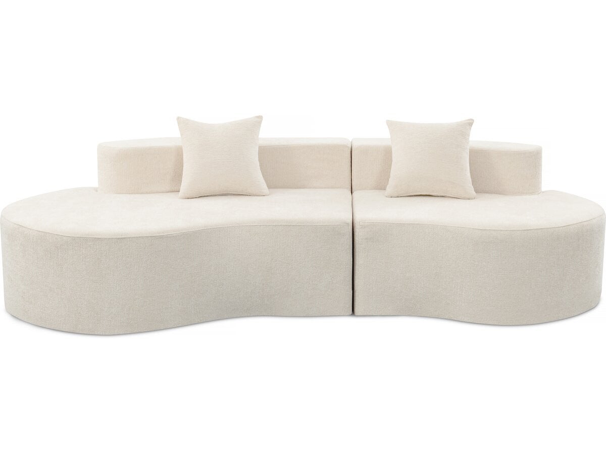 Canapé virgule en tissu texturé "Avola" - 3 places - Beige | Leroy Merlin