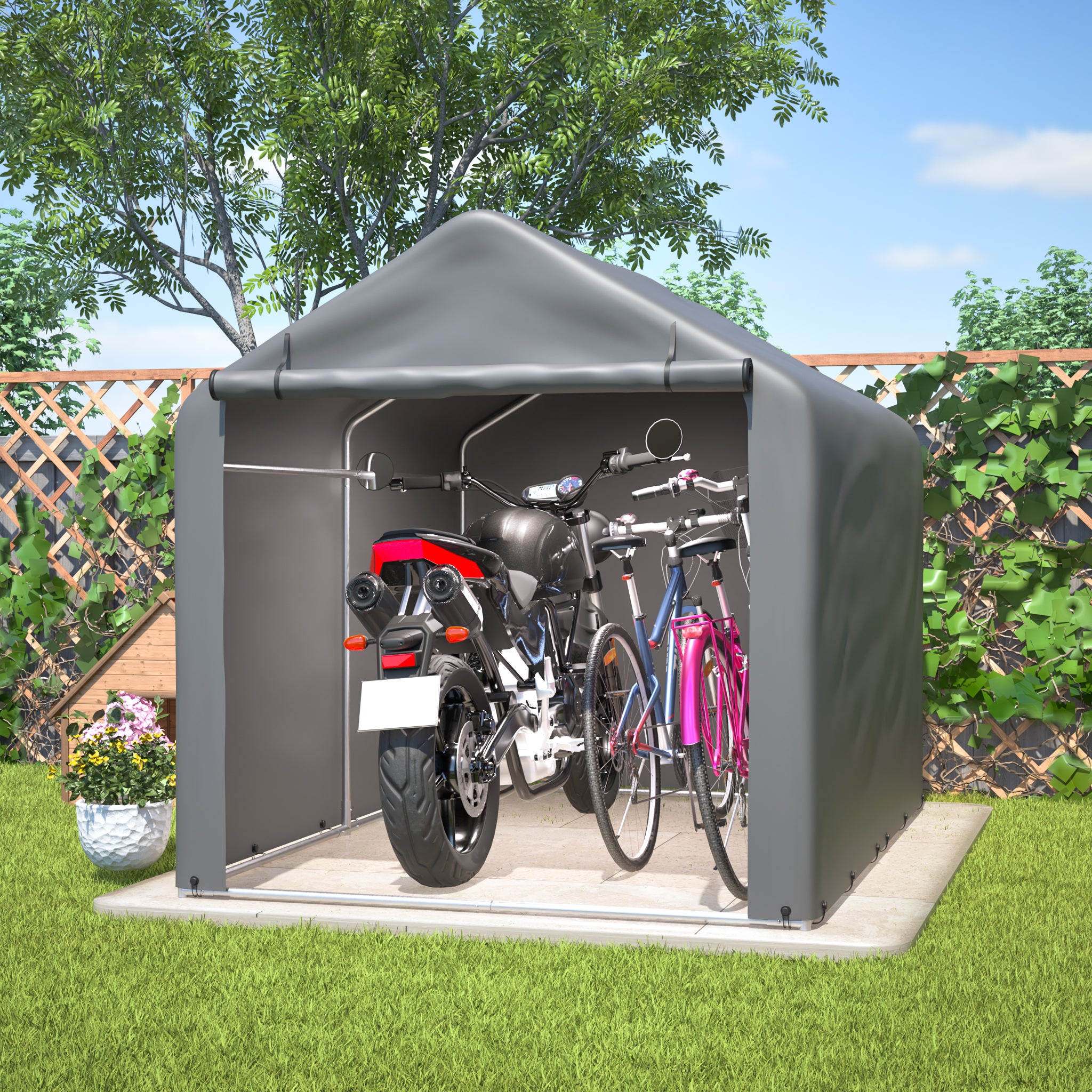 Garage pour vélos, abri à vélo 160x220x165 cm - Avec porte enroulable ...
