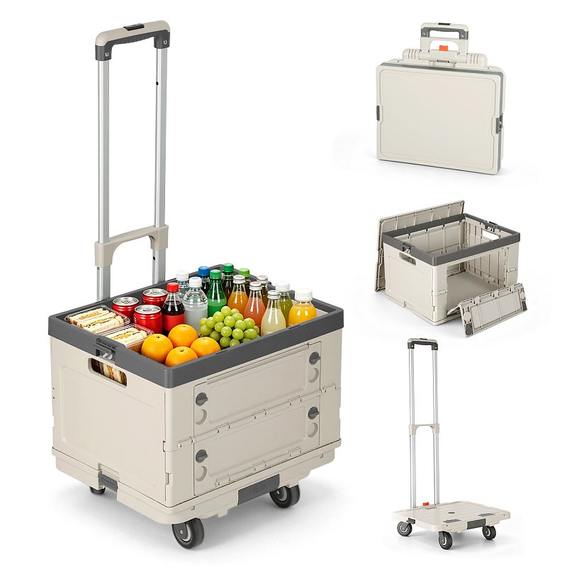 Carro de la compra plegable beige 48 L, carrito de transporte de ...