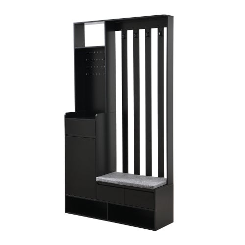 Garde-robe d'entrée multifonctionnelle avec banc de rangement rembourré ...