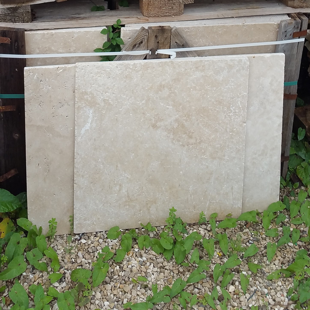 DALLAGE TRAVERTIN | MARBRES & DECO | EN PIERRE NATURELLE 1er choix Mix Color BIG OPUS 4 Formats ...