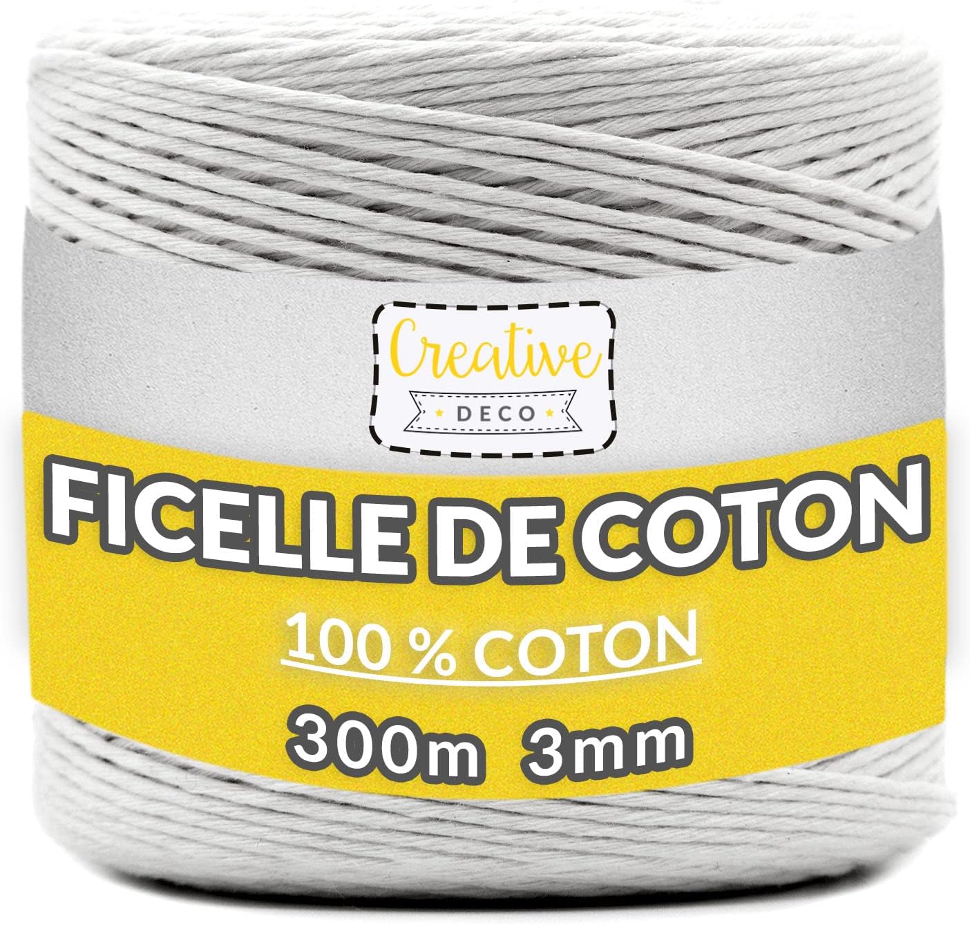 Creative Deco 3mm x 300m Corde Macramé Blanc| Fil de Coton et Polyester ...