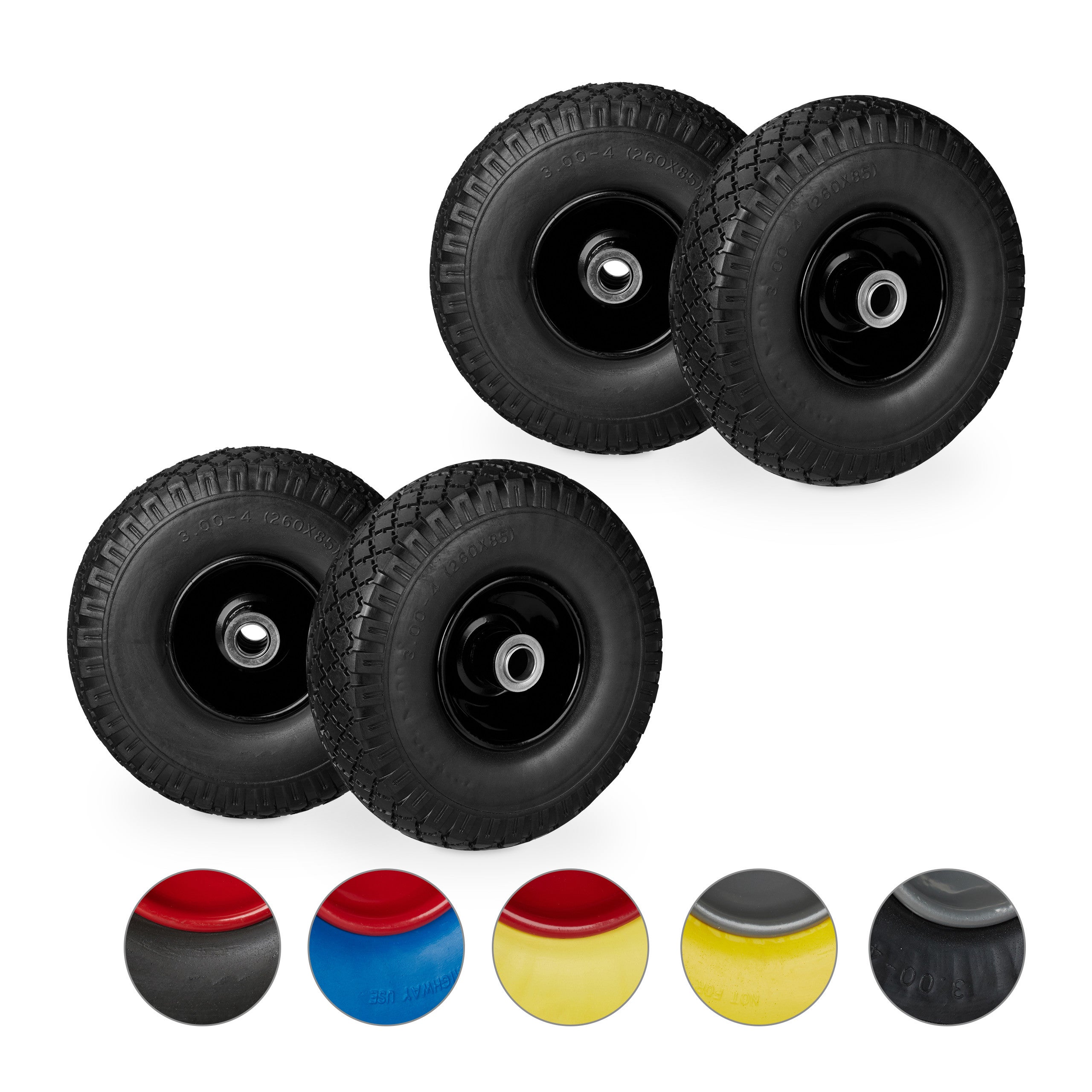 Roue de diable, lot de 4, roue de brouette caoutchouc, pour axe de 20 ...