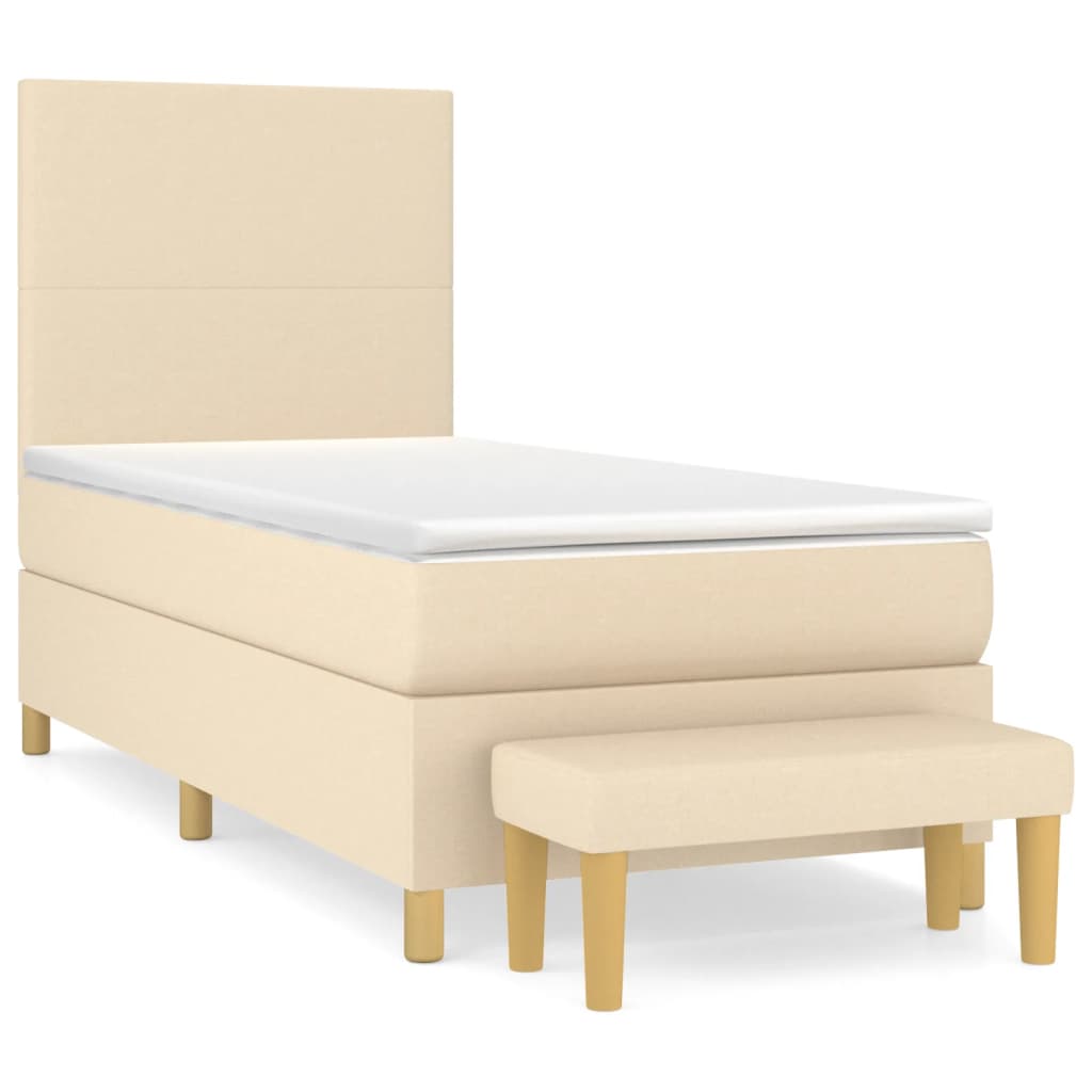 Letto box spring con materasso in tessuto color crema 80x200 cm ...