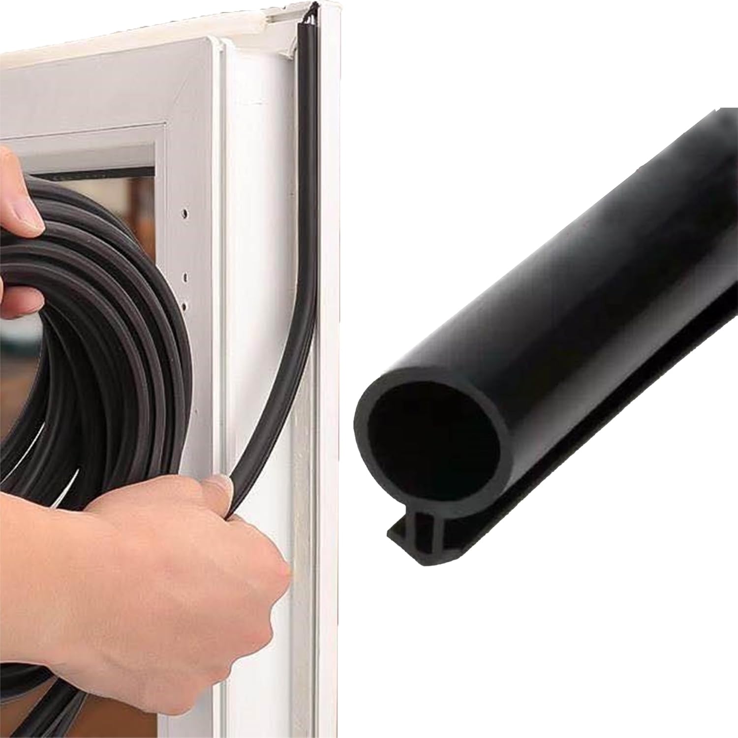 (Negro) 10 m de burlete de goma para ventana, aislamiento de burlete de ...