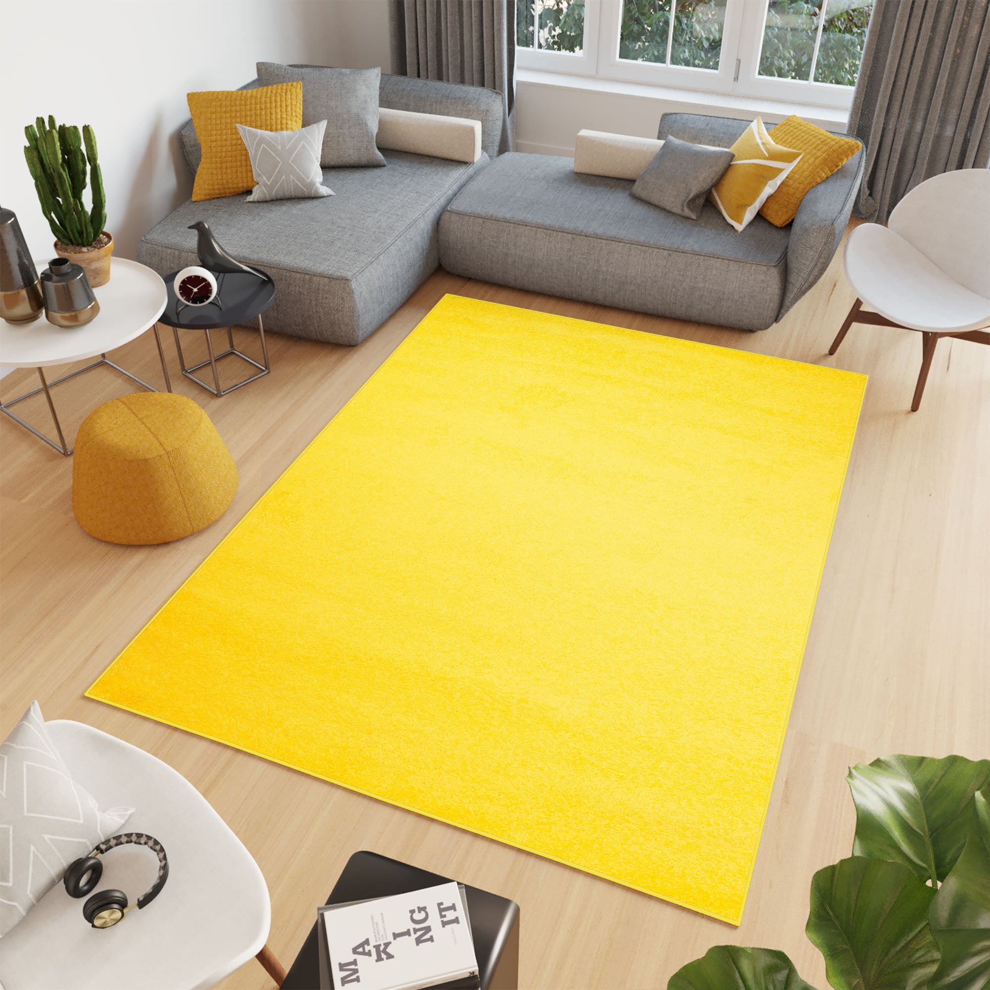 TAPISO Delhi Tapis de Salon Chambre Jaune Clair Unicolore Moelleux ...