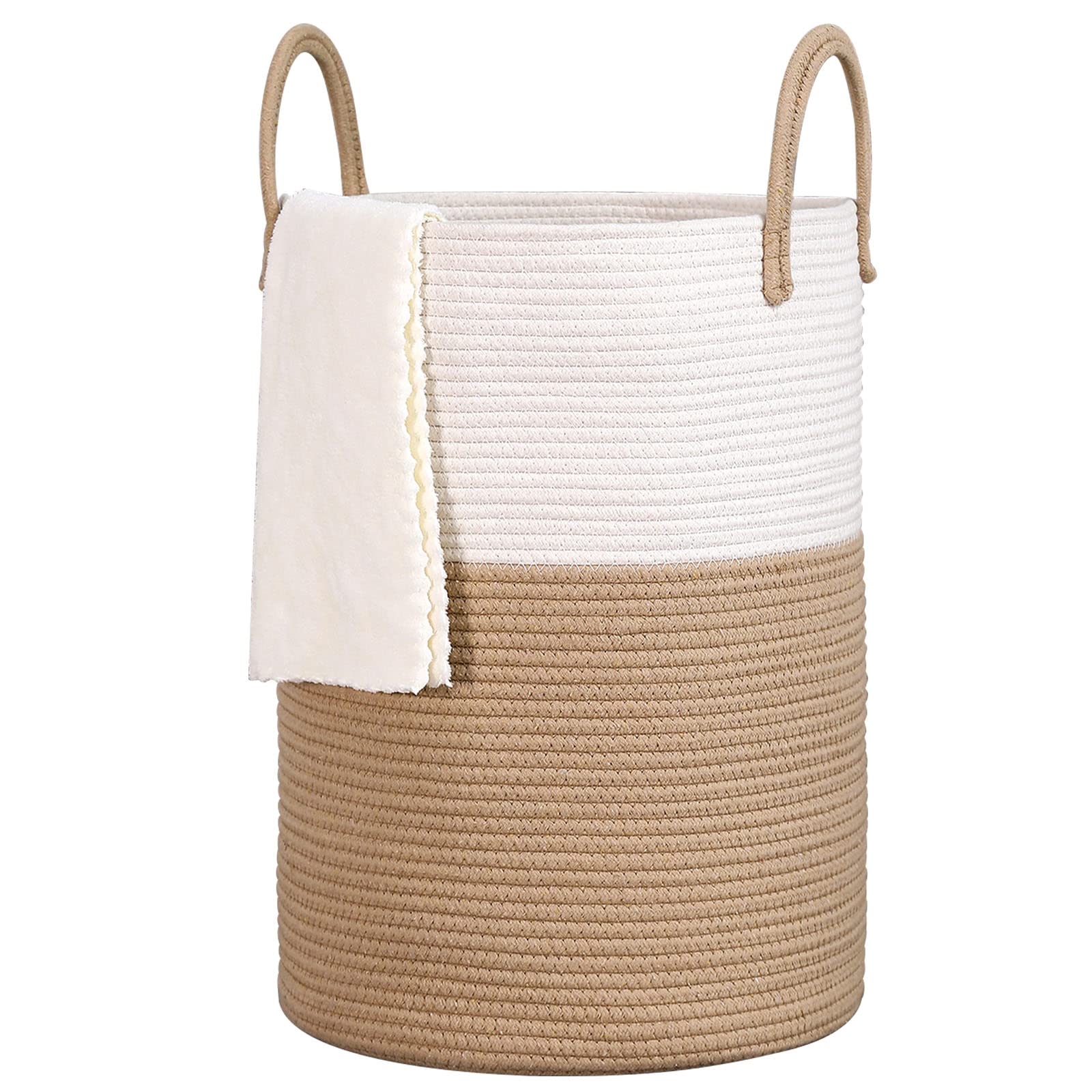Panier à linge tressé, 60 L, panier à linge portable avec poignée ...