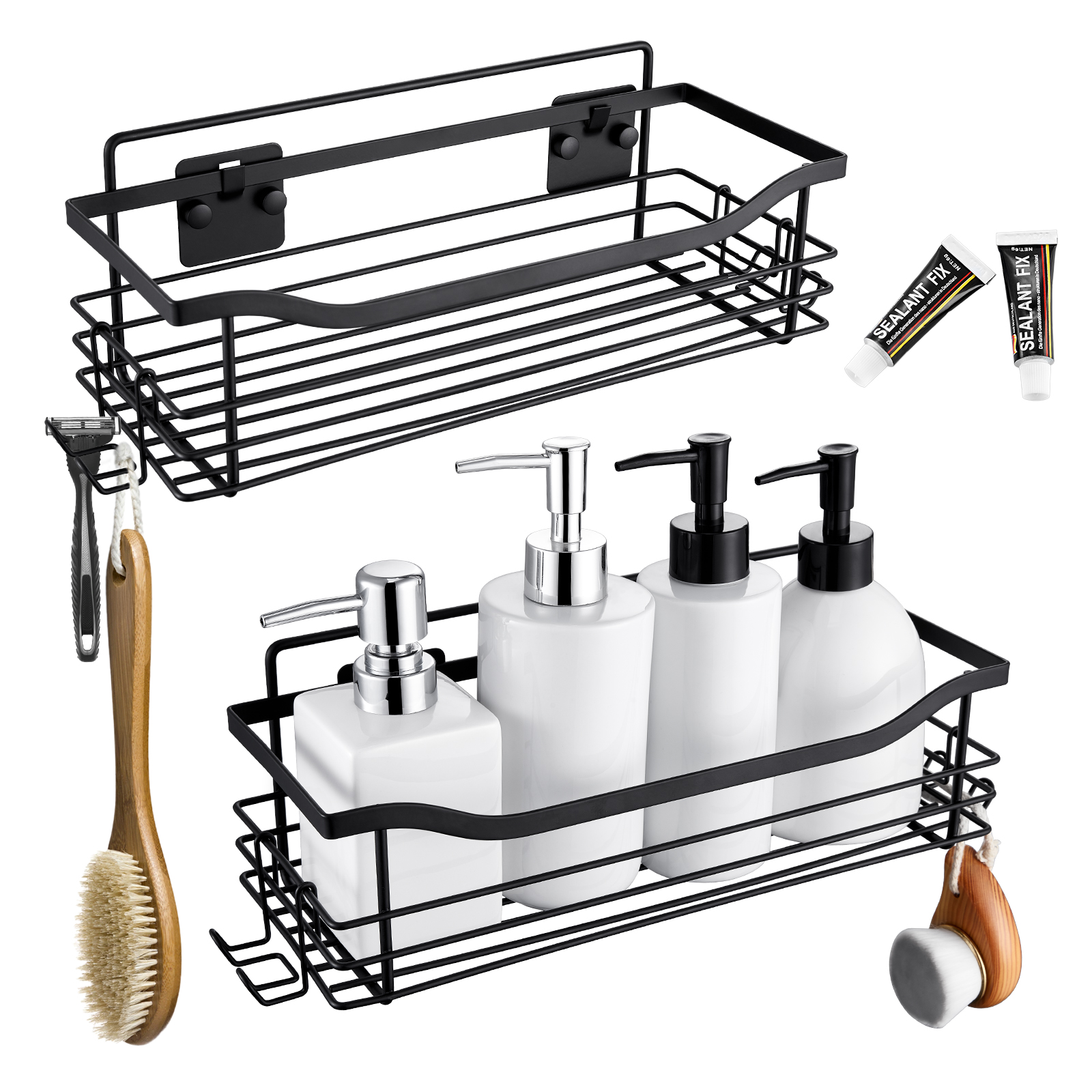 Auralum max 2PCS Etagere Douche,Rangement Douche,Panier Suspendu en Fer ...
