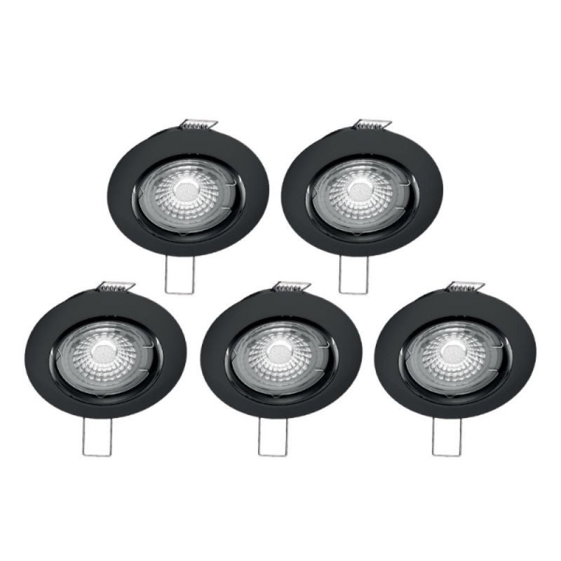 Xanlite - Lot de 5 spots noirs encastrables LED avec ampoules incluses ...
