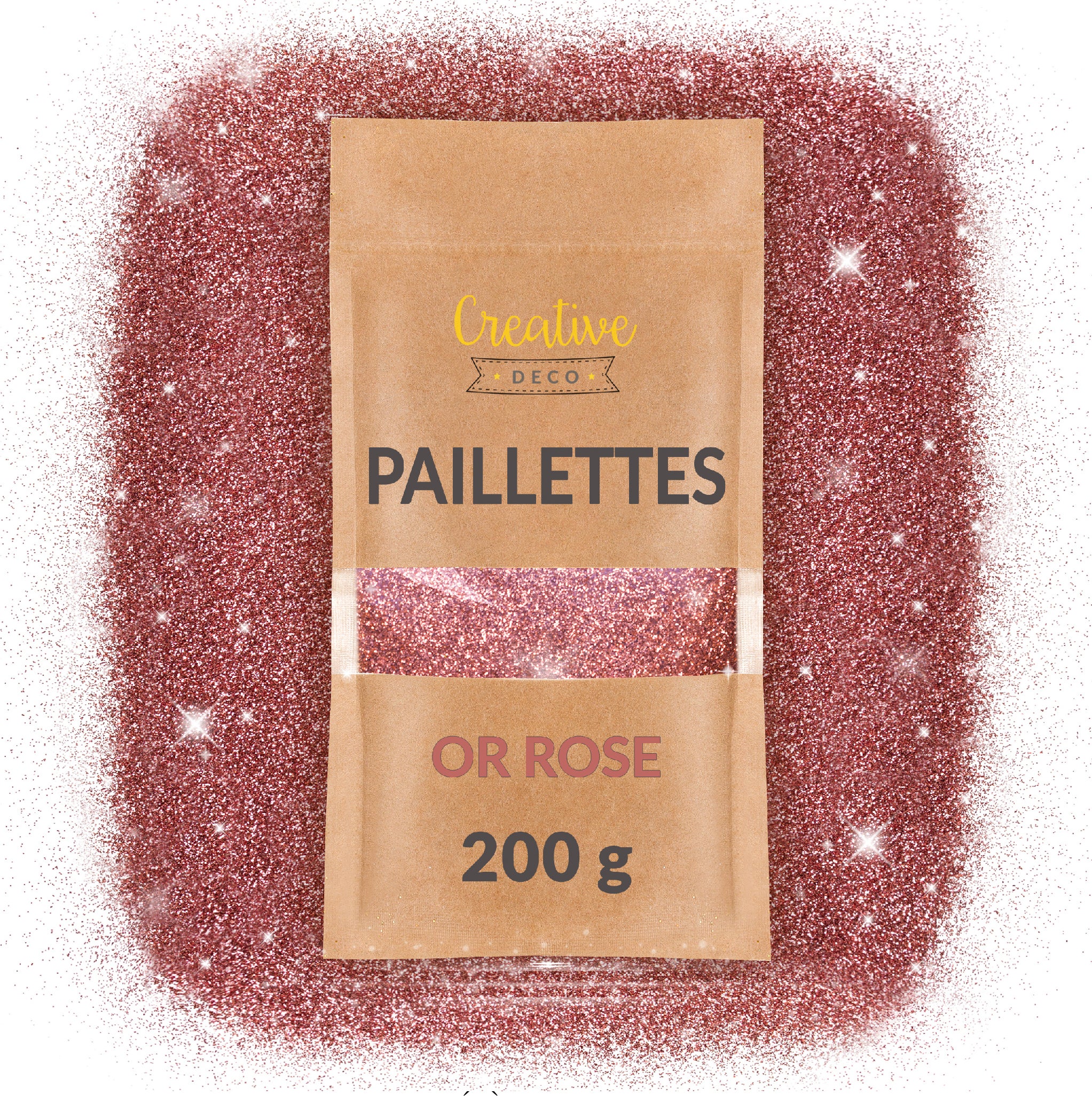Creative Deco 200g Paillette Holographique Or Rose pour Peinture ...
