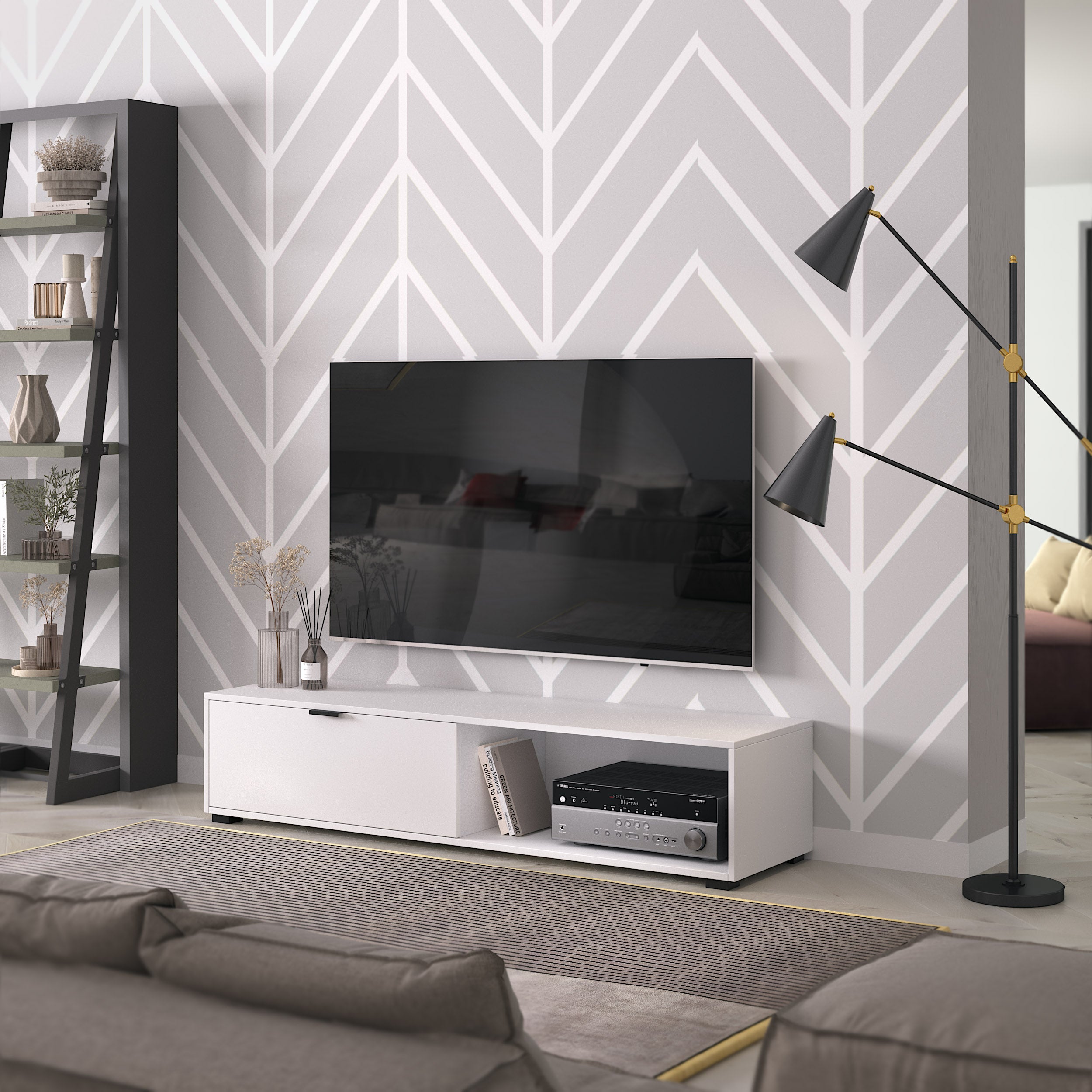 Meuble TV banc TV Comfy - 150 cm - blanc | Leroy Merlin
