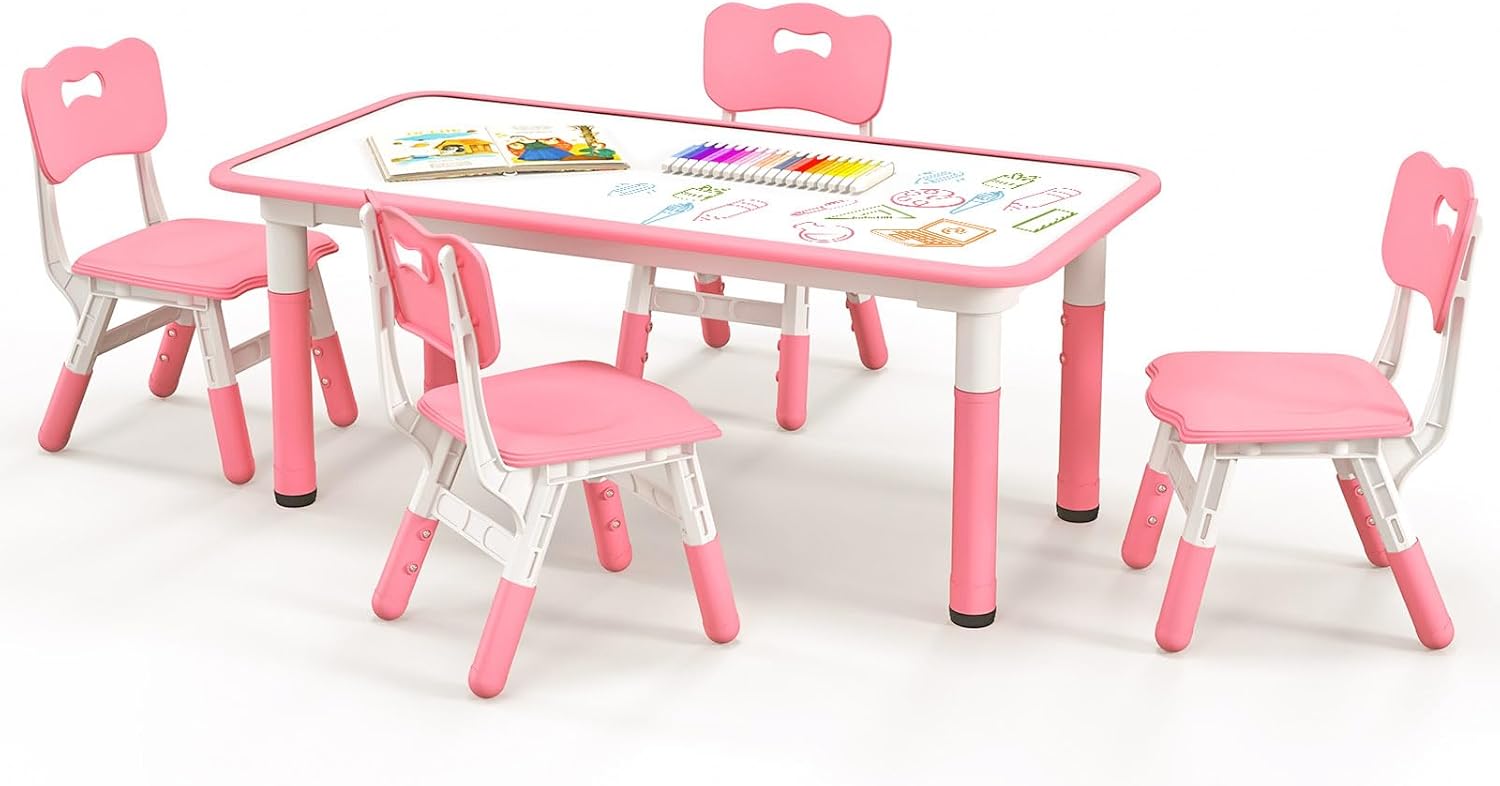 Table pour Enfant avec 4 Chaises, Bureau Enfant et Chaises Hauteurs ...