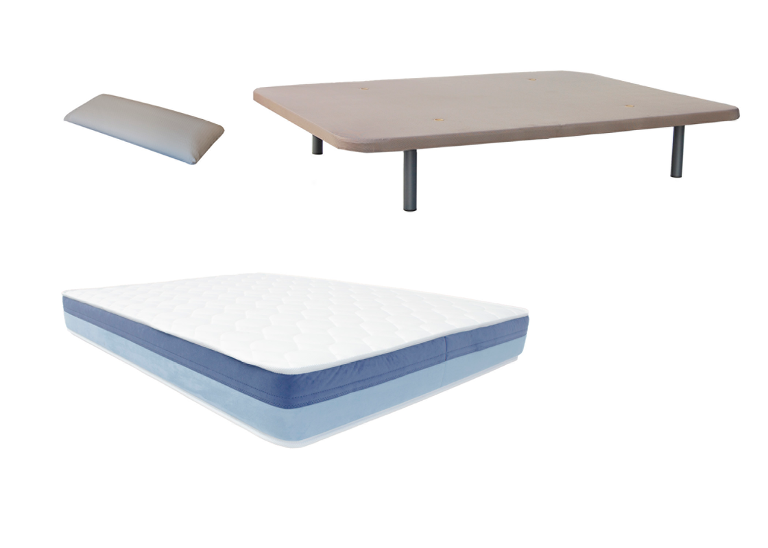 Pack Base tapizada (patas incluidas)+colchon HR BASIC BLUE VISCO+ ...