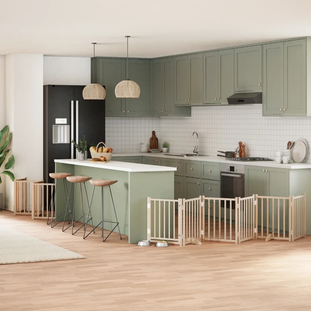 Porta pieghevole per barriera per cani 12 pannelli in legno di pioppo ...