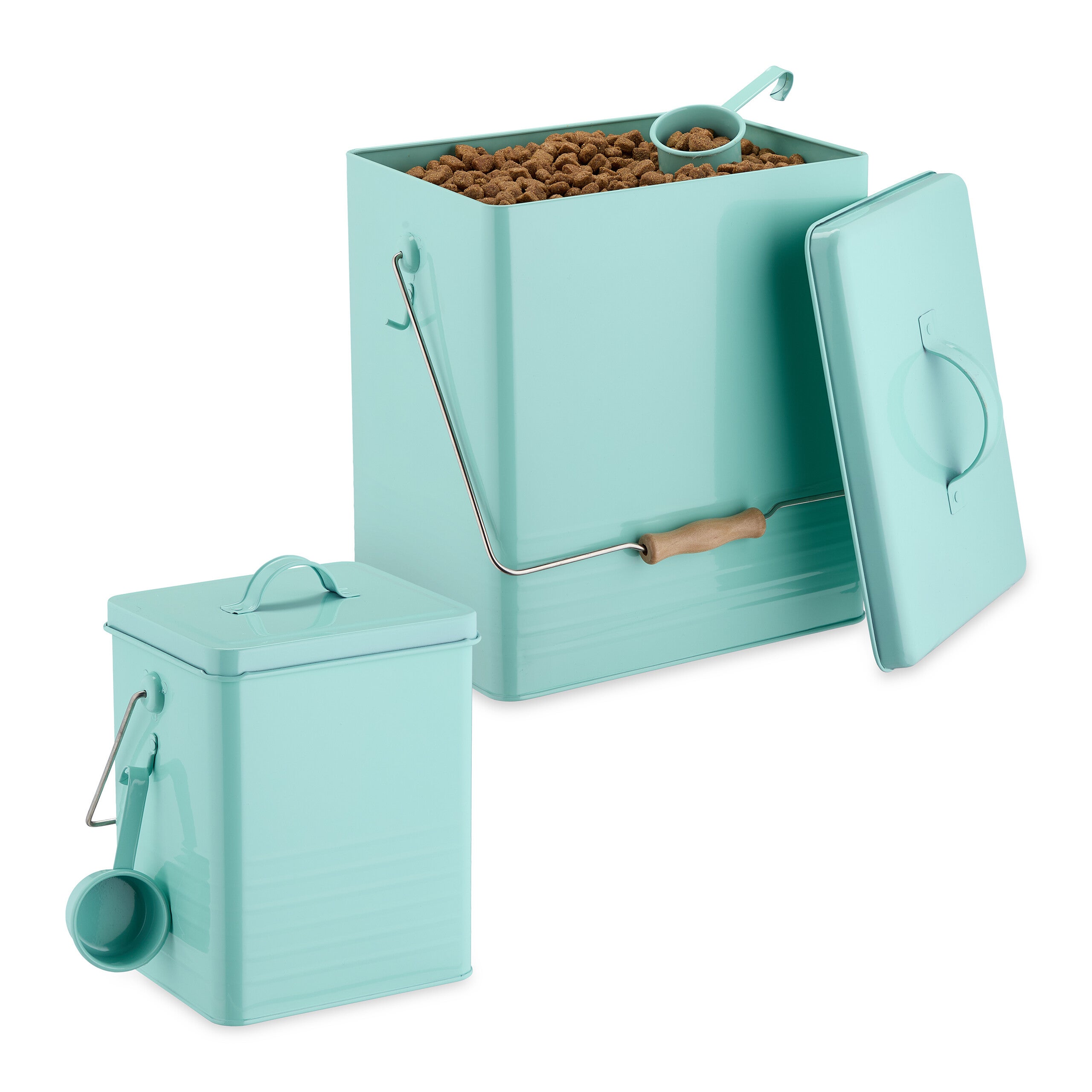 Relaxdays Scatola per Crocchette Cane, Set 2 Contenitori Cibo per Gatti ...