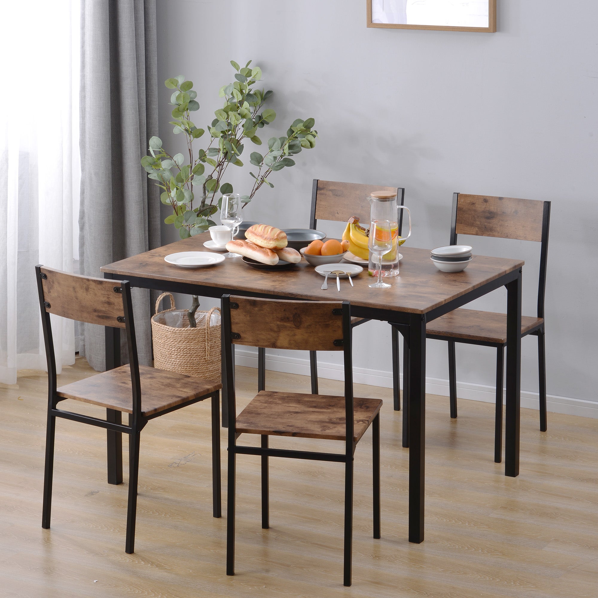 Juego comedor con Mesa y 4 Sillas para Balcón Comedor y Salón Madera ...