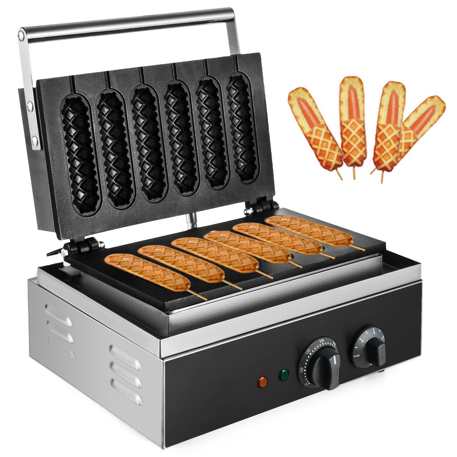 Gaufrier Électrique VEVOR 1500 W Gaufres à Hot-Dog Machine à Gaufre 6 ...