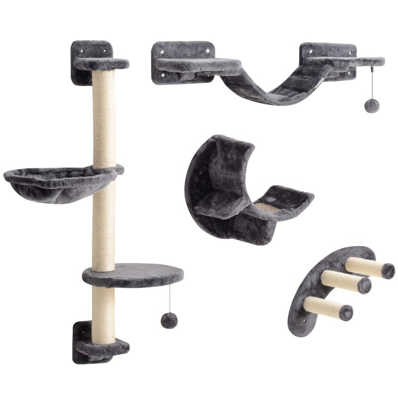 Mur d'escalade pour chat, ensemble 4 pièces avec hamac et pont ...