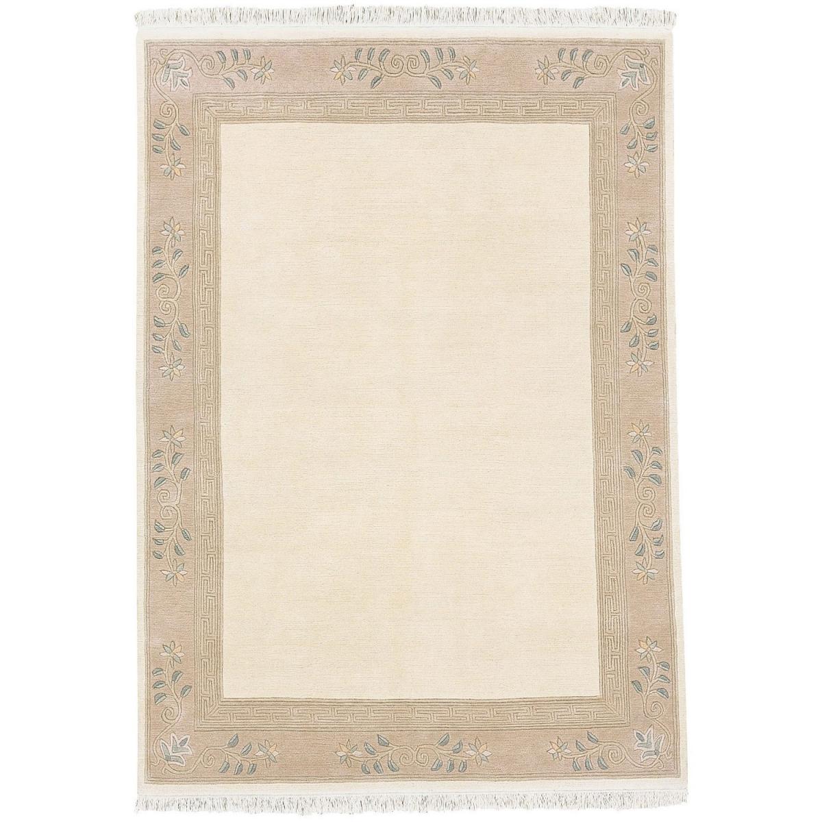 Alfombra de dormitorio 90x160 hecha a mano en lana crema rectángulo ...