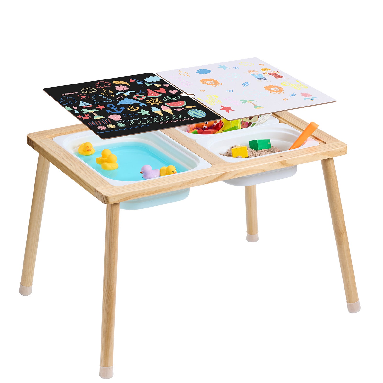 VEVOR Tavolo Attività Bambini, Legno, Tavolo Sensoriale Acqua & Sabbia ...