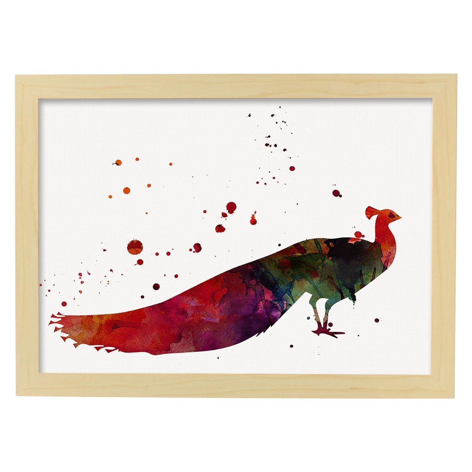 Poster De Pavo Real Estilo Acuarela. Láminas De Animales Con Estilo ...
