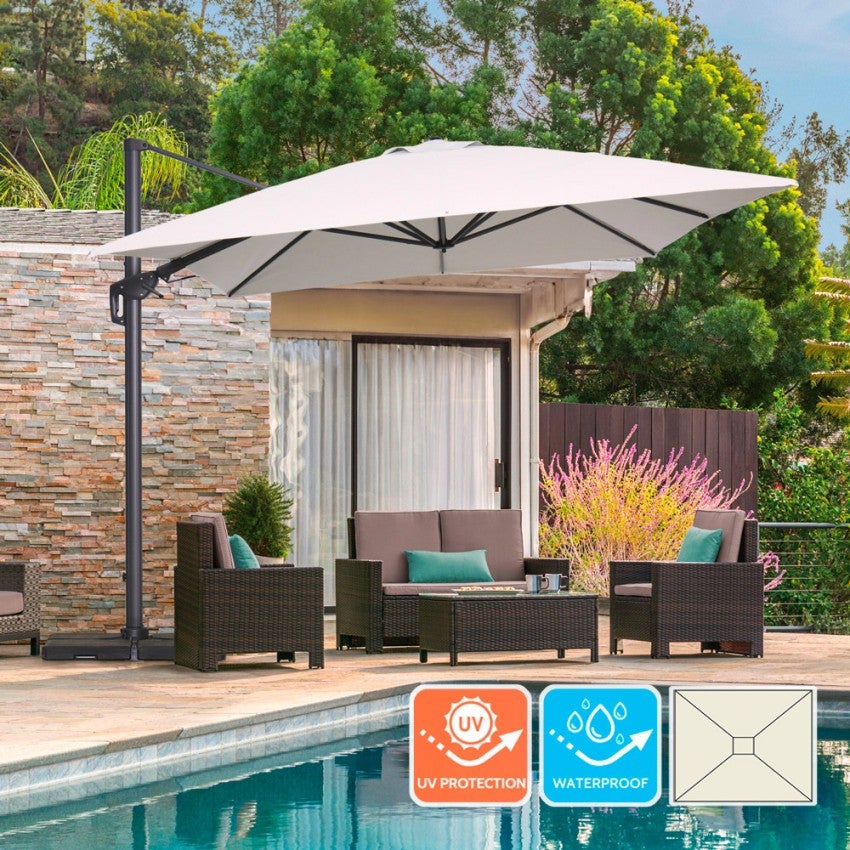 Parasol déporté de jardin 3x4m pivotant ajustable Jungle Dark | Leroy ...