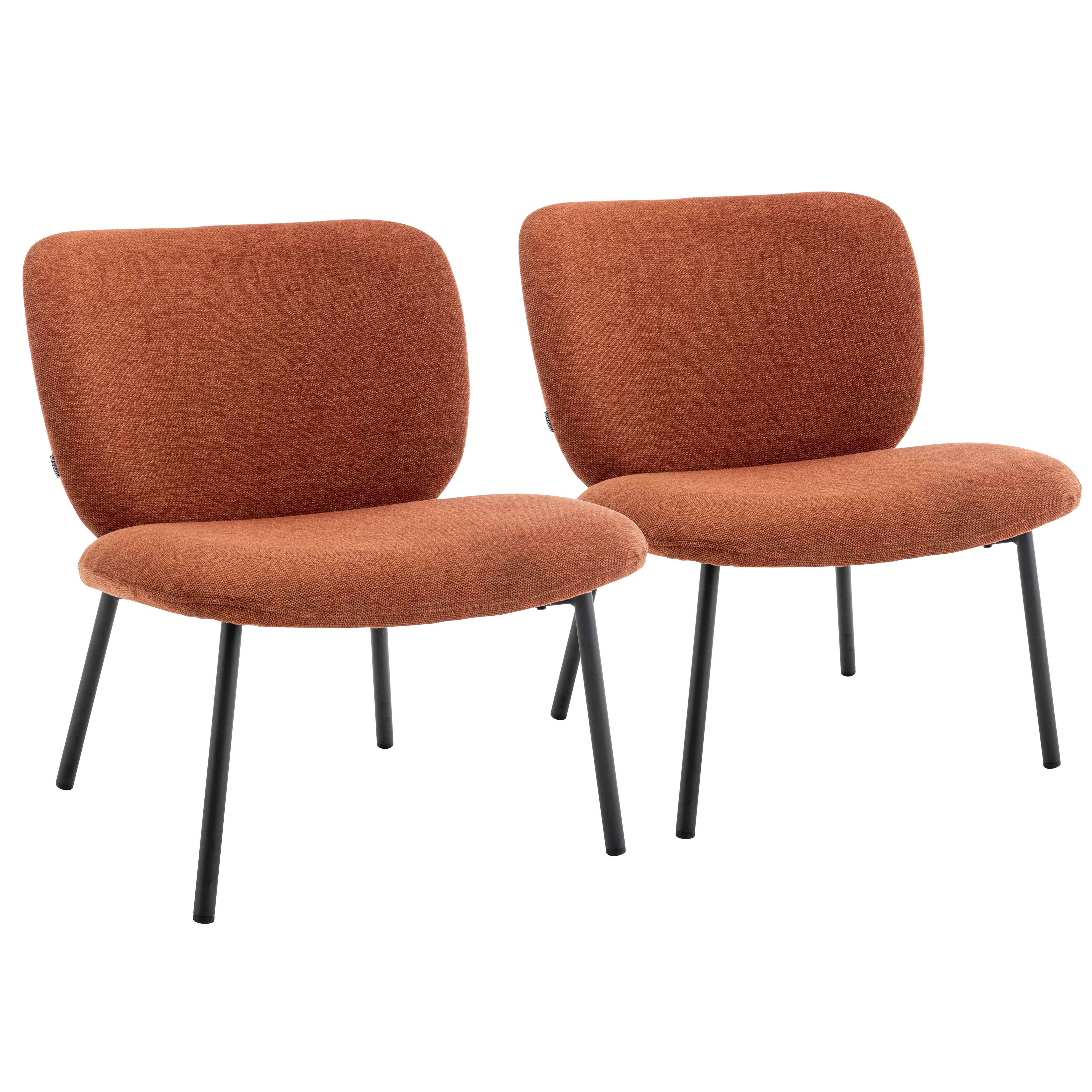 Lot de 2 fauteuils relax en acier et tissu terracotta | Leroy Merlin