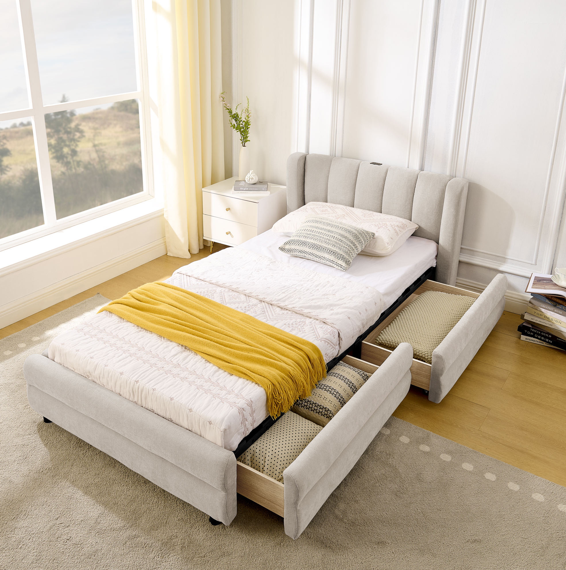 Cama infantil 90x200 cm, cama individual con 2 cajones de ...