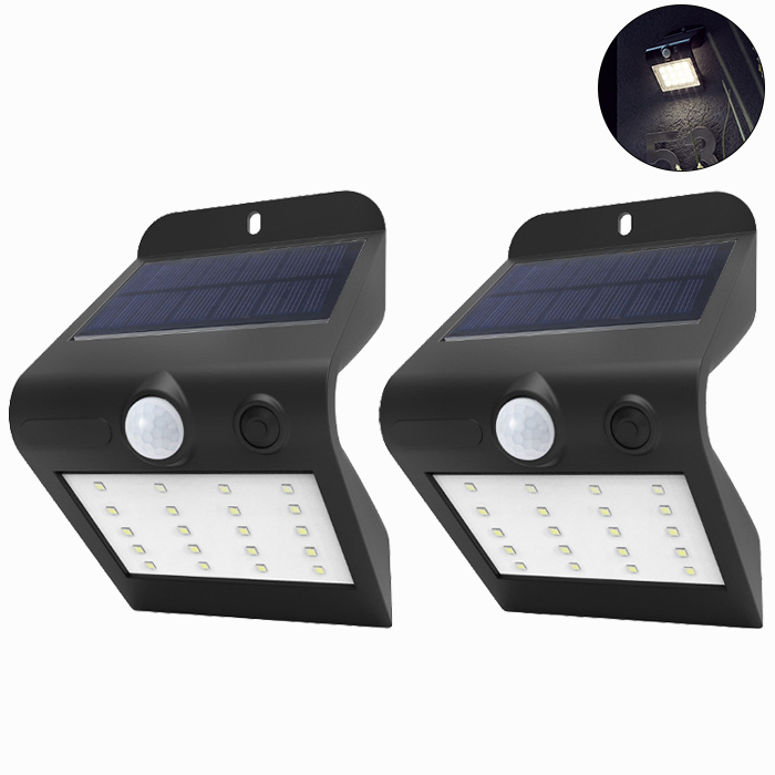 Lot de 2 appliques solaires avec détecteur de mouvement, lampe solaire de jardin à LED, lampe ...