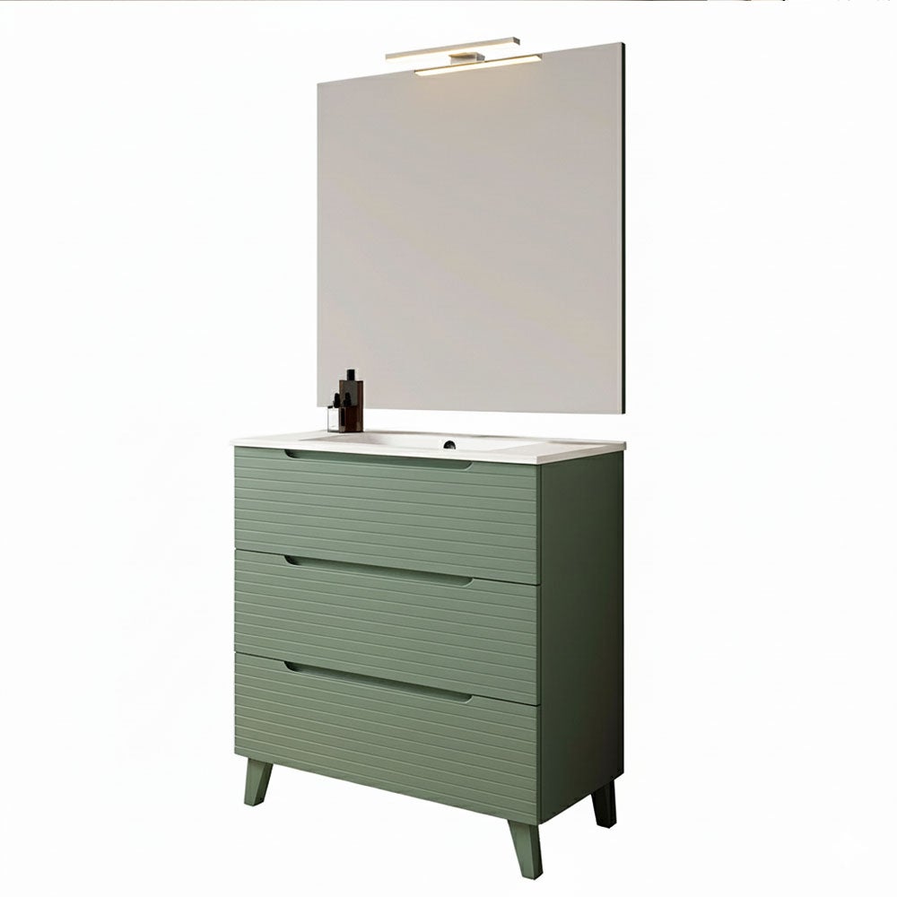 Kibath Mueble de baño con Lavabo, Espejo y Aplique LED, mod. BOREAL ...