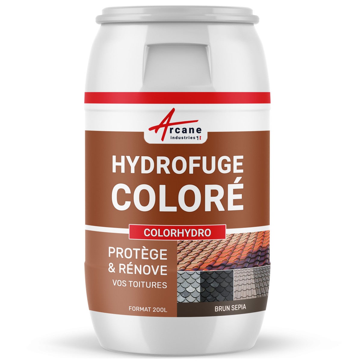 Hydrofuge Coloré Tuile et Toiture - COLORHYDRO - 200 L Brun Sepia - RAL ...
