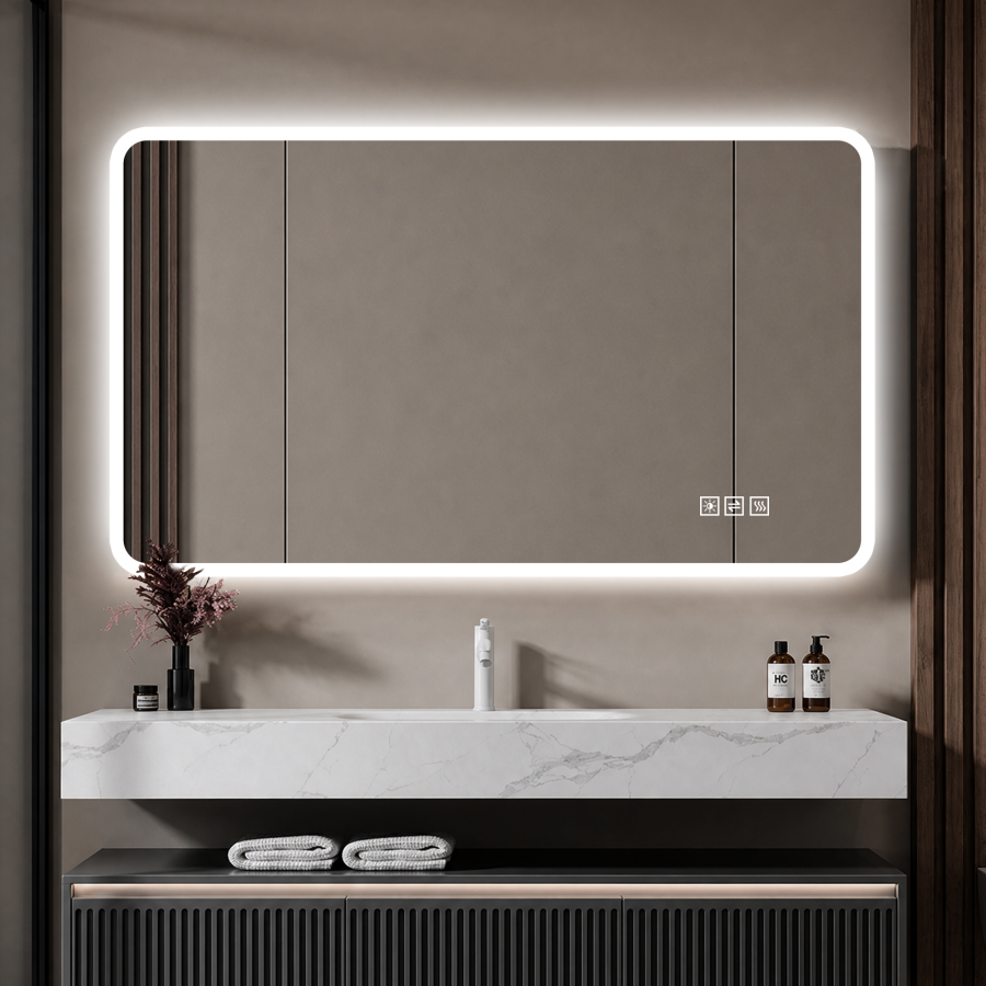 Espejo de baño, borde de vidrio esmerilado, 120×60×2,9, Plata | Leroy ...