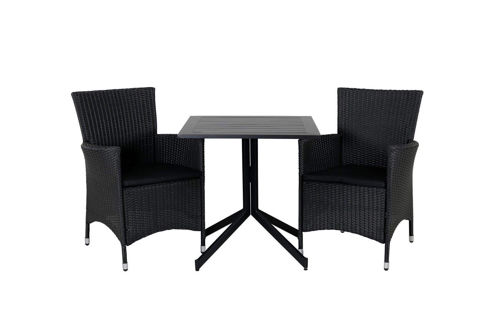 Way Kit de jardin table 70x70cm et 2 chaises pliantes, noir. | Leroy Merlin
