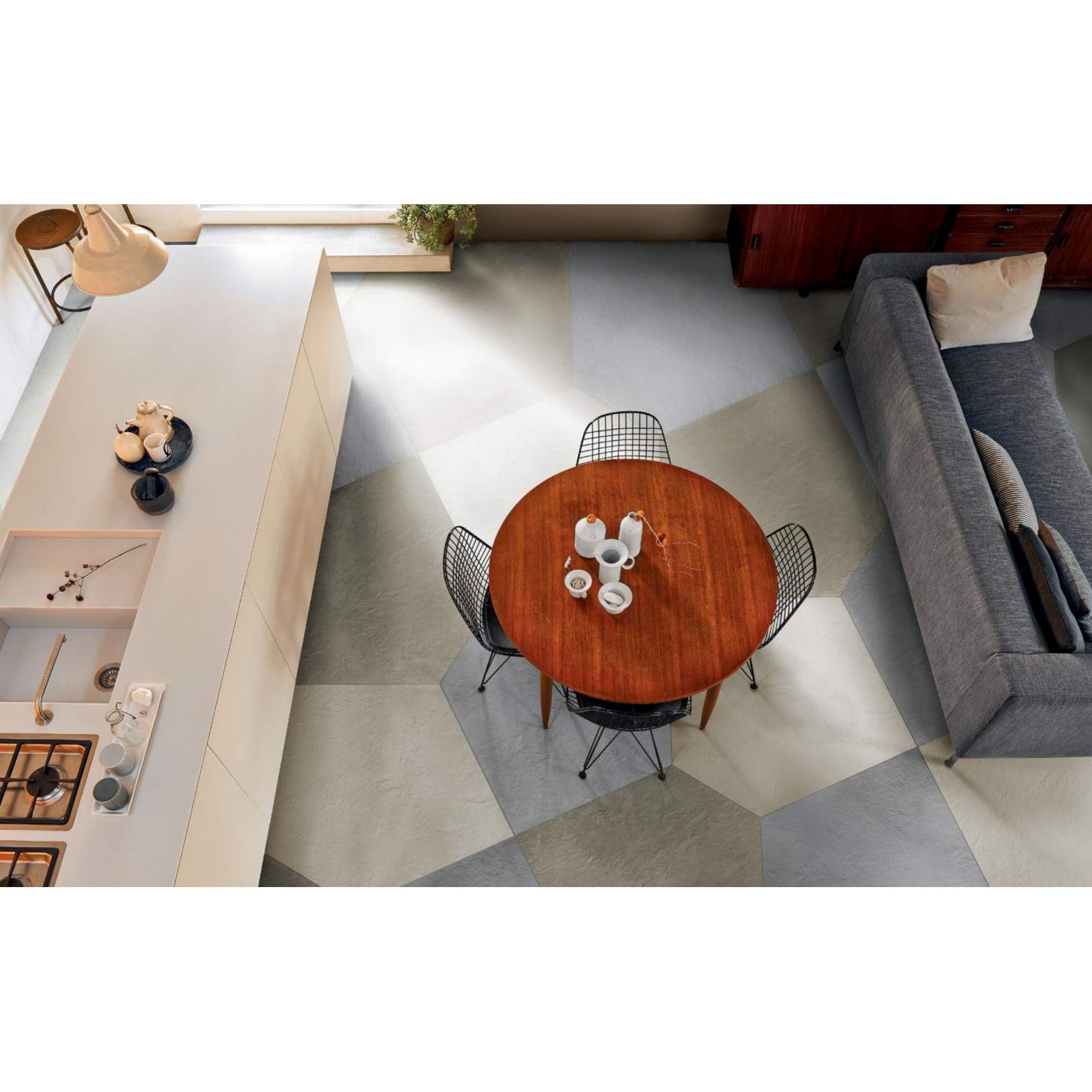 Carrelage grès cérame effet argile ARGILA - Pentagone 84cm Gris vert ...