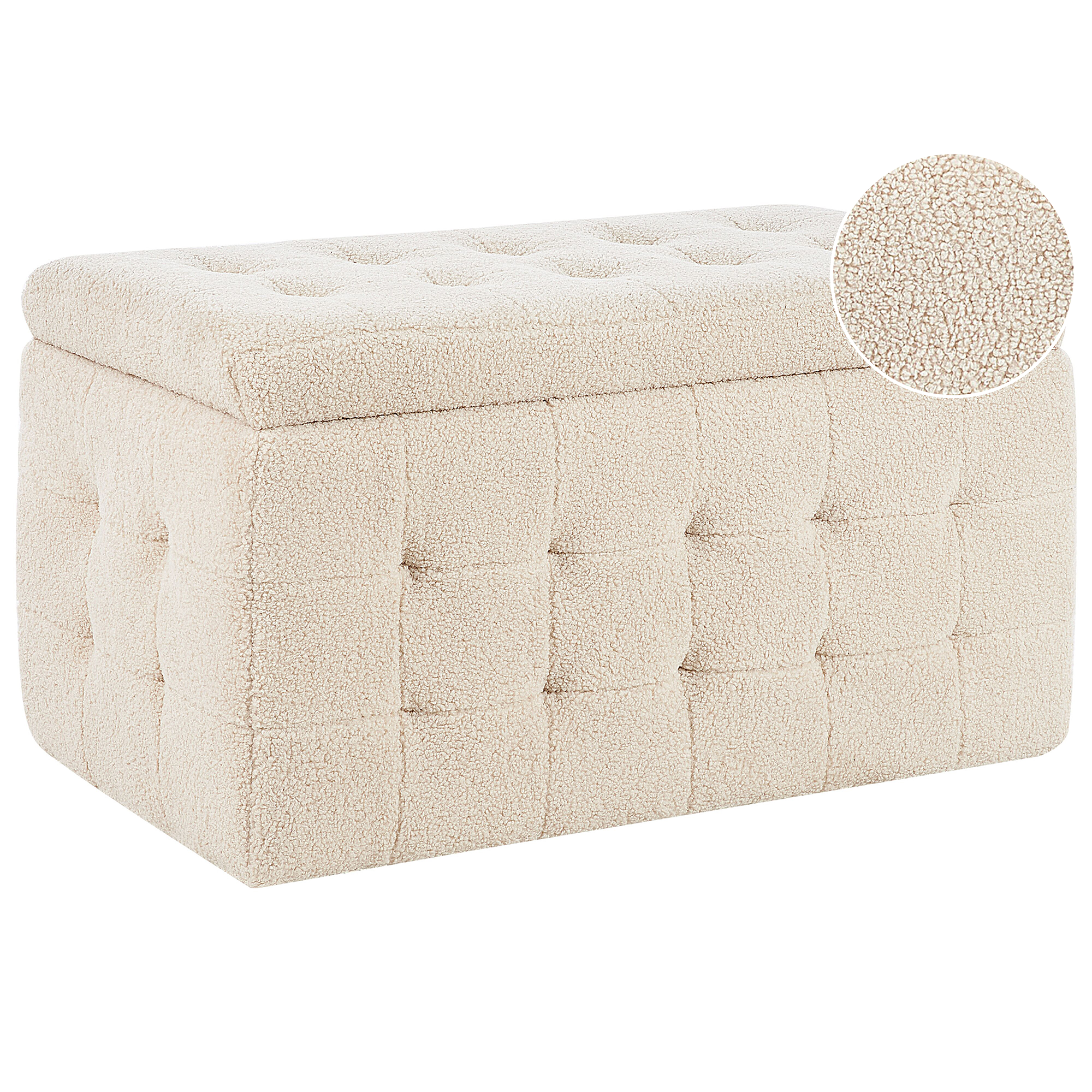 Pouf de rangement MICHIGAN Bouclé Beige | Leroy Merlin